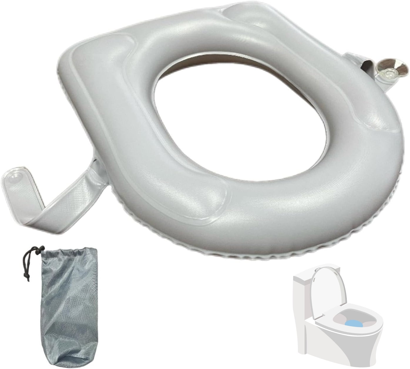 Inflatable Raised Toilet Seat with Suction Cups - Portable Comfortable ...