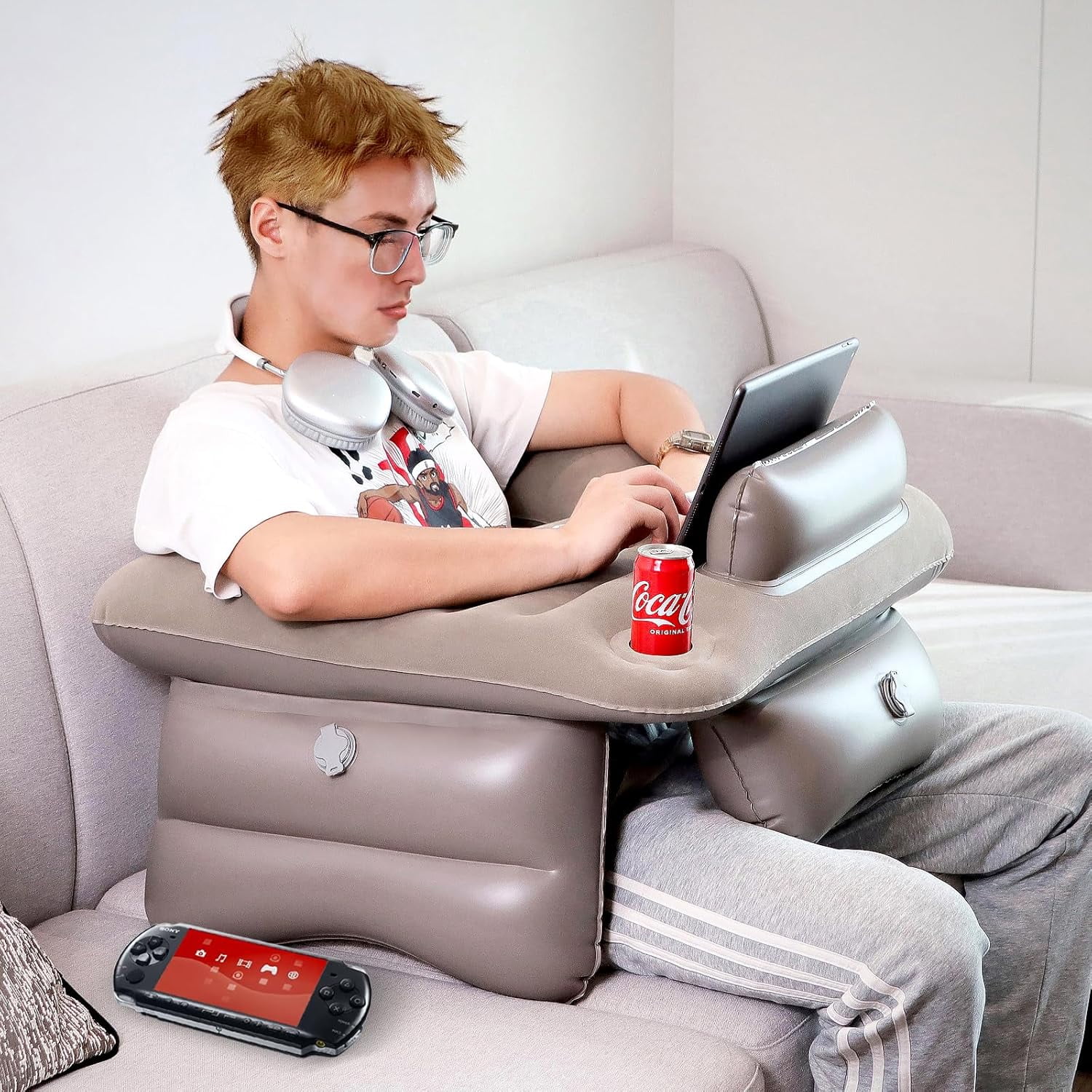 Inflatable Reading Pillow for Lap Rest Pillow Portable for Adult Extra ...