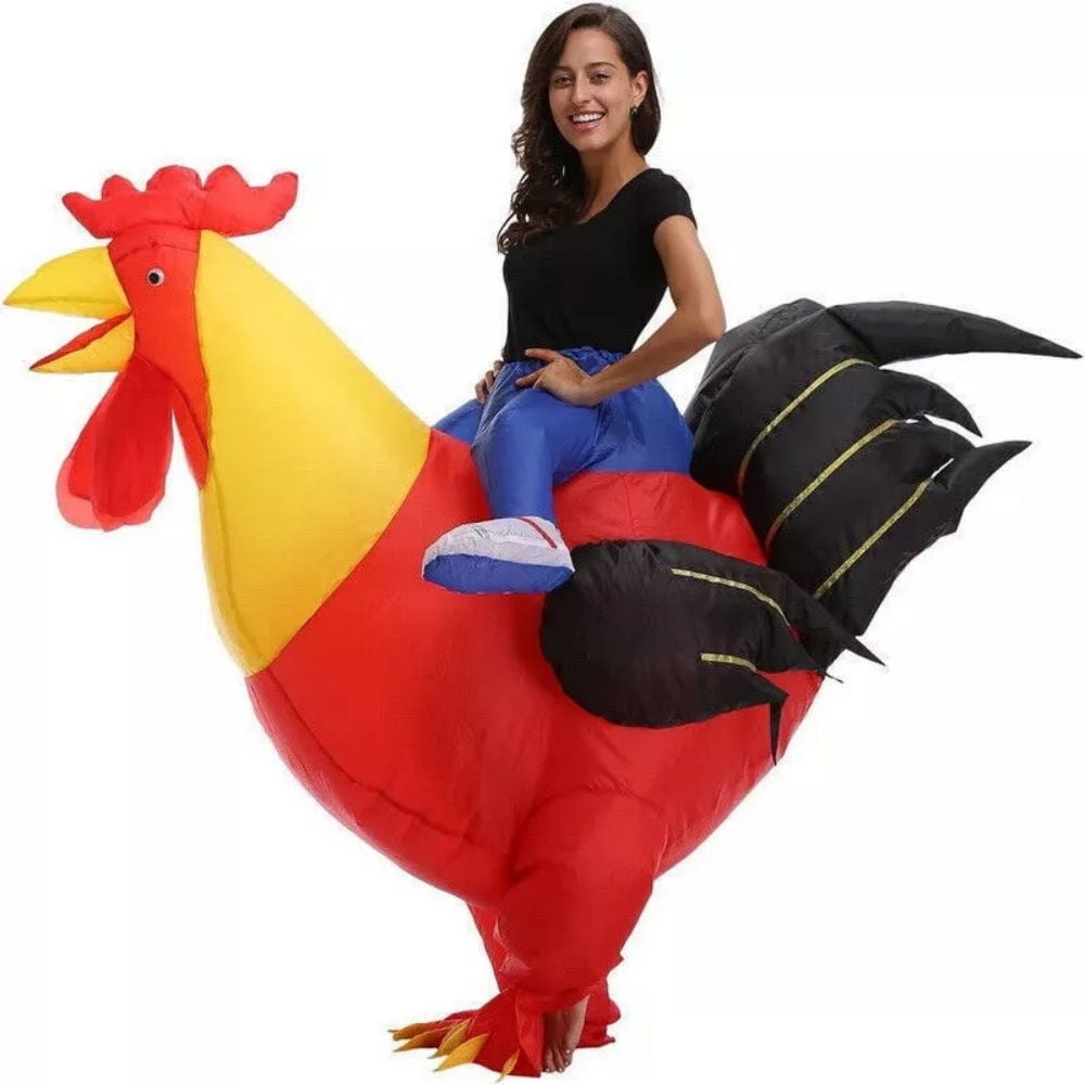 Inflatable Ride-on Rooster Costume Blow up Suit Fancy Dress Funny ...