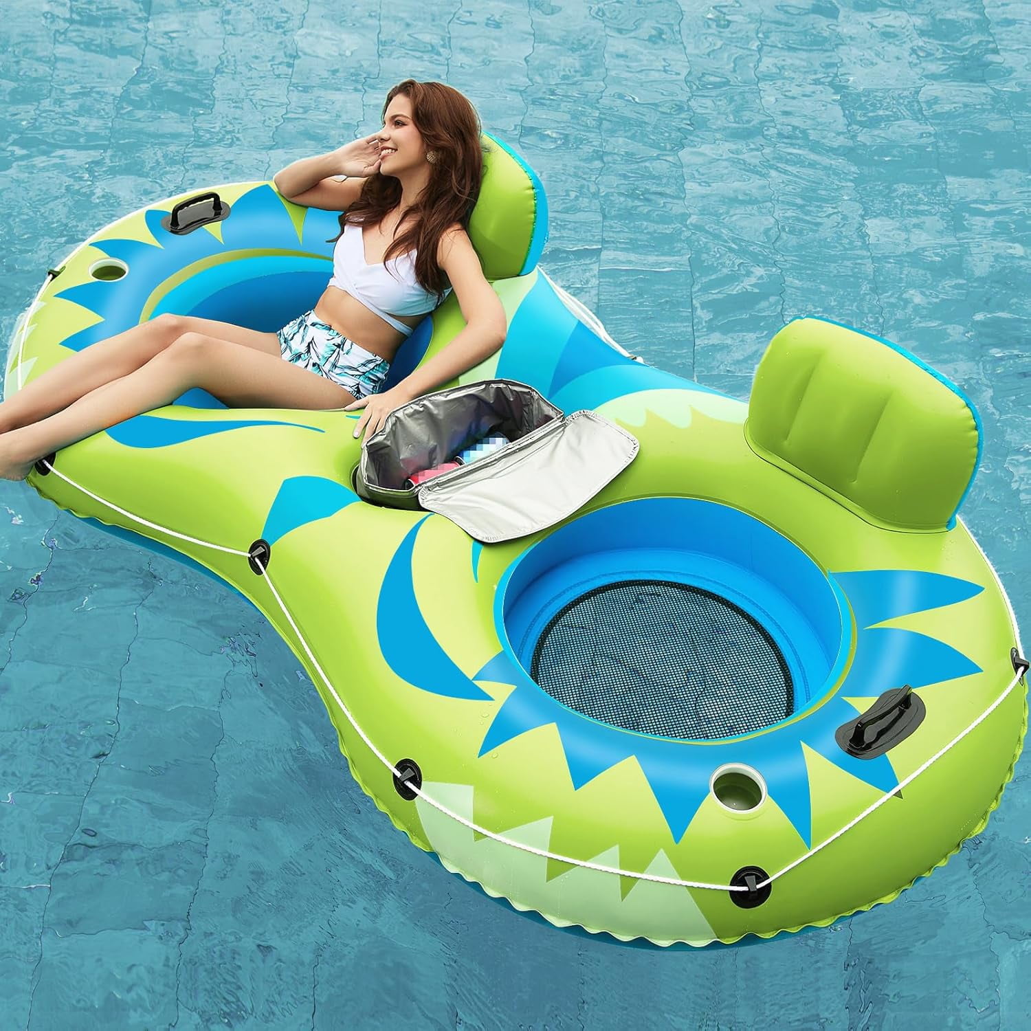 Inflatable River Tube Float - 2 Person Heavy Duty River Float Pool Floats with Removable Cooler ...