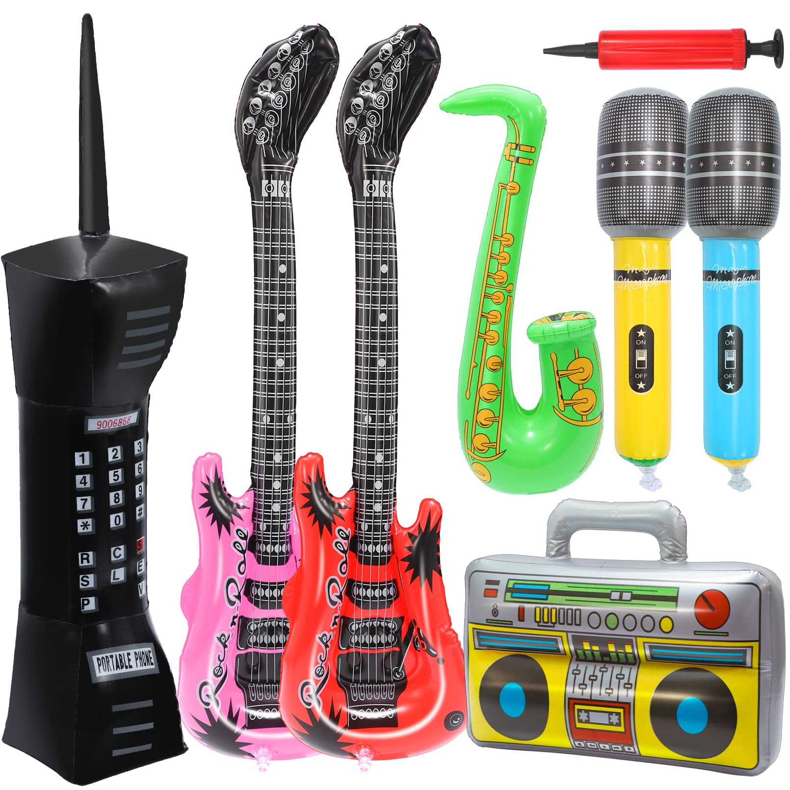 Inflatable Rock Star Toy Set,8 Pack Inflatable Instruments Party Props ...