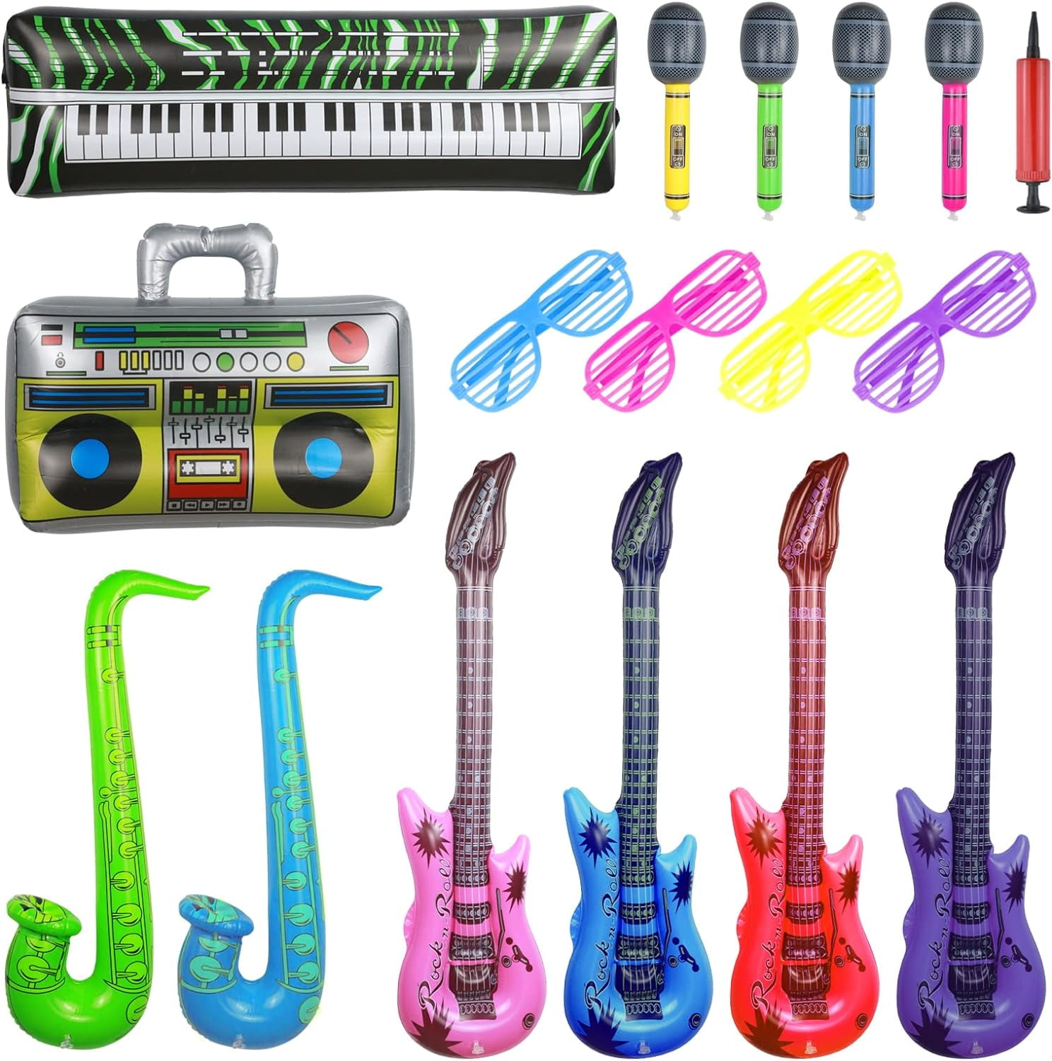 Inflatable Rock Star Toys Set - 80s/90s Party Decorations & Theme Party ...