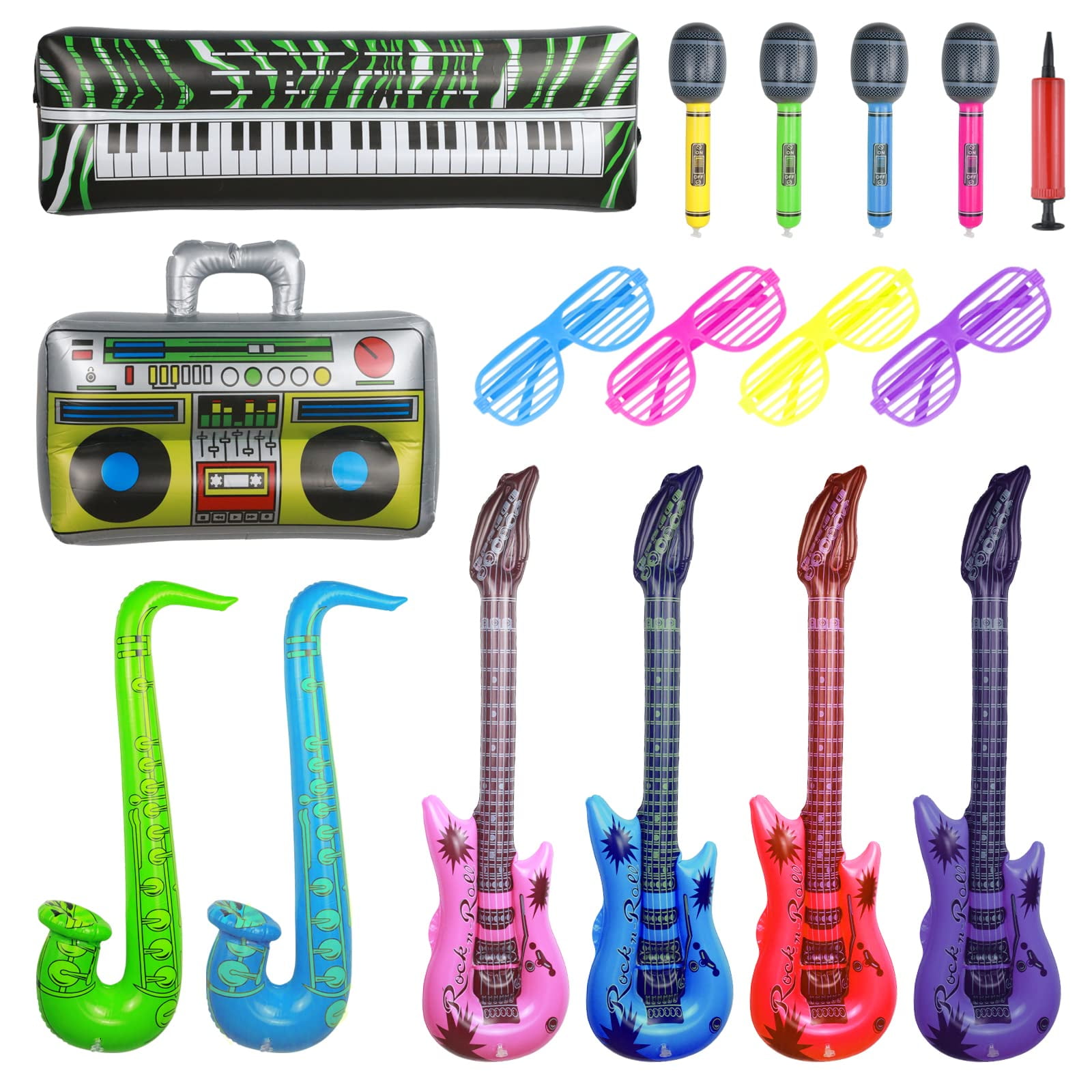 Inflatable Rock Star Toys Set Inflatable Guitar Microphone for 80's ...