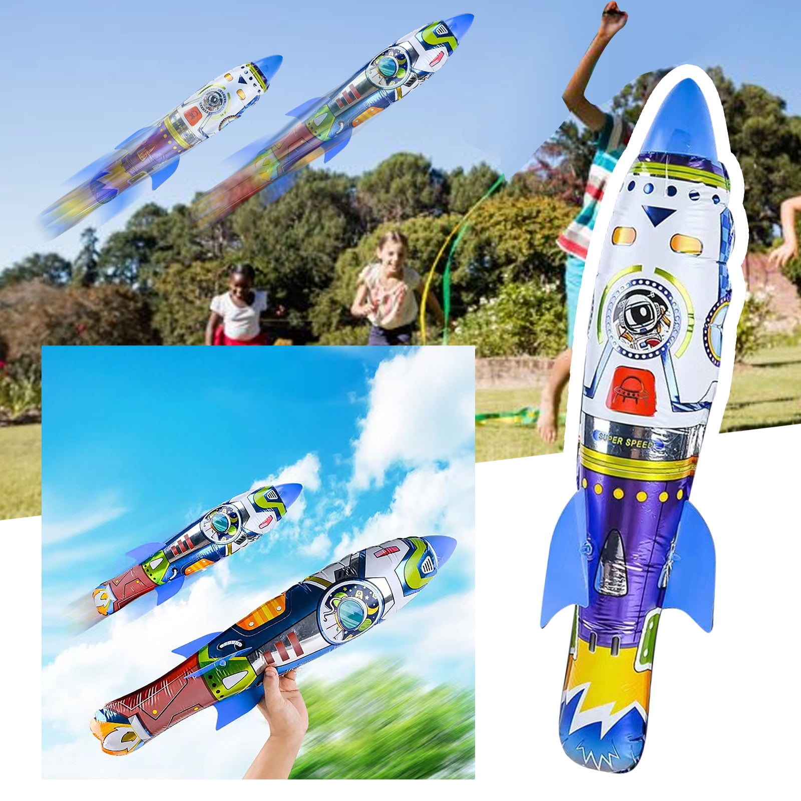 Inflatable Rocket Outdoor Flying Toy Nylon Film Rocket Card Head Bag ...