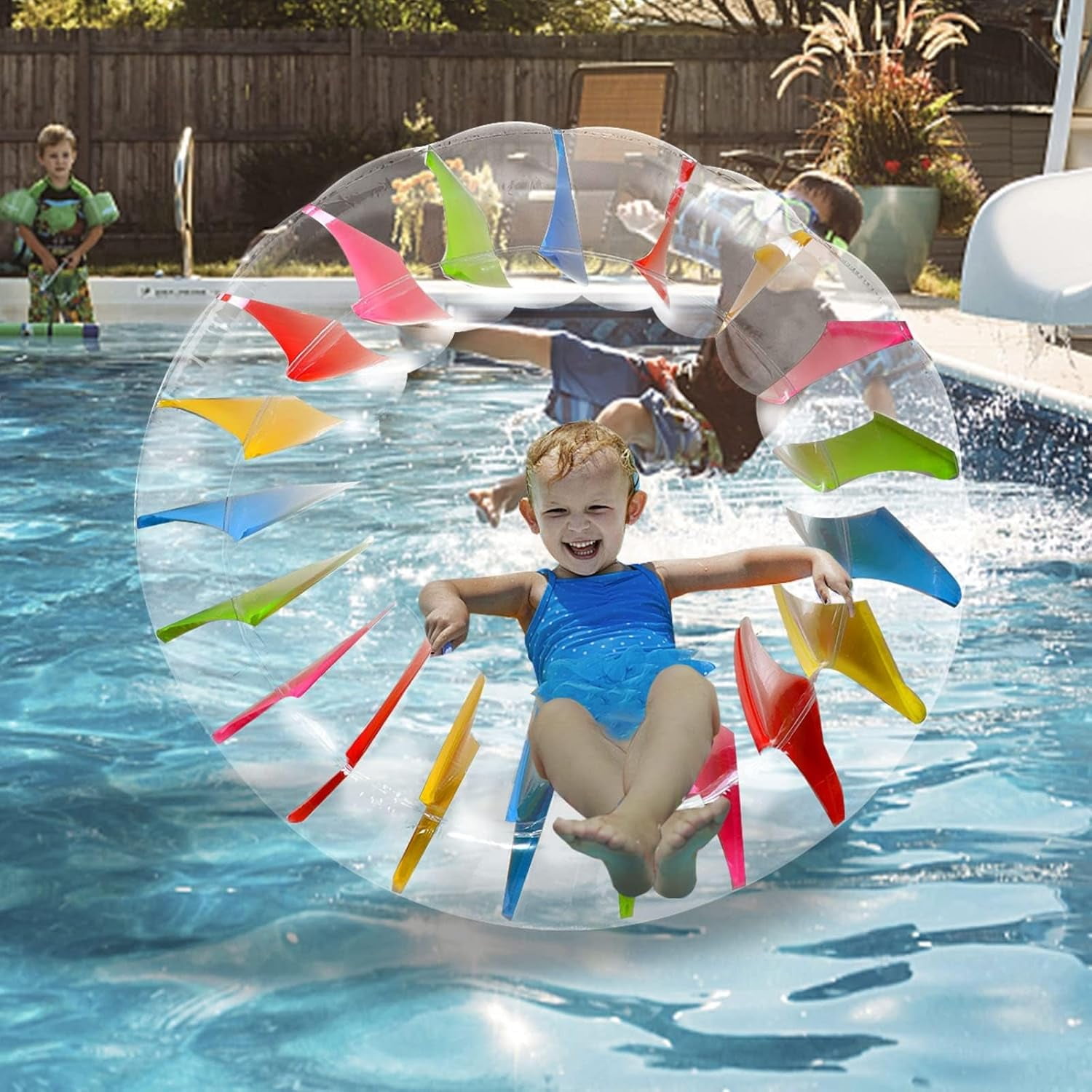 Inflatable Roller Float, 52'' Colorful Water Wheel, Swimming Pool ...