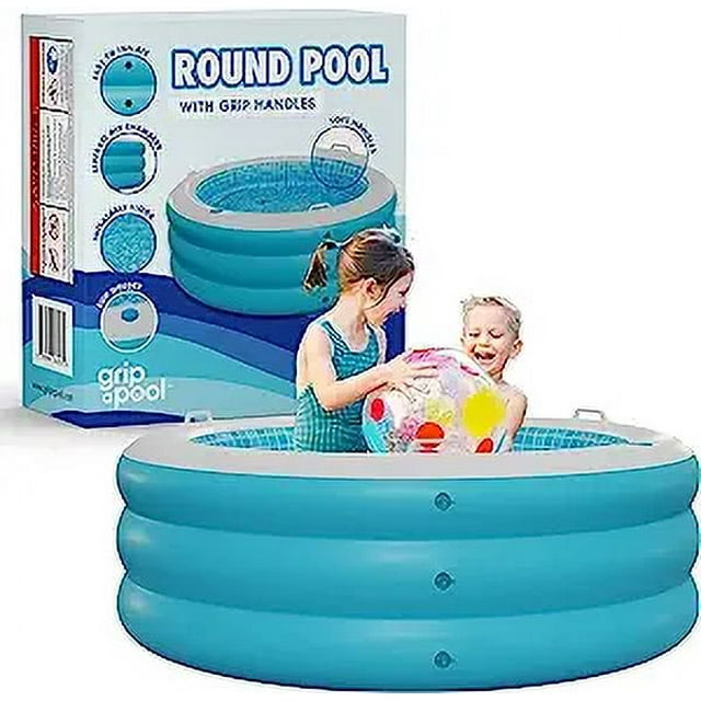 Free Shipping! Inflatable Round Kid Swimming Pool with Grip Handle Bars ...