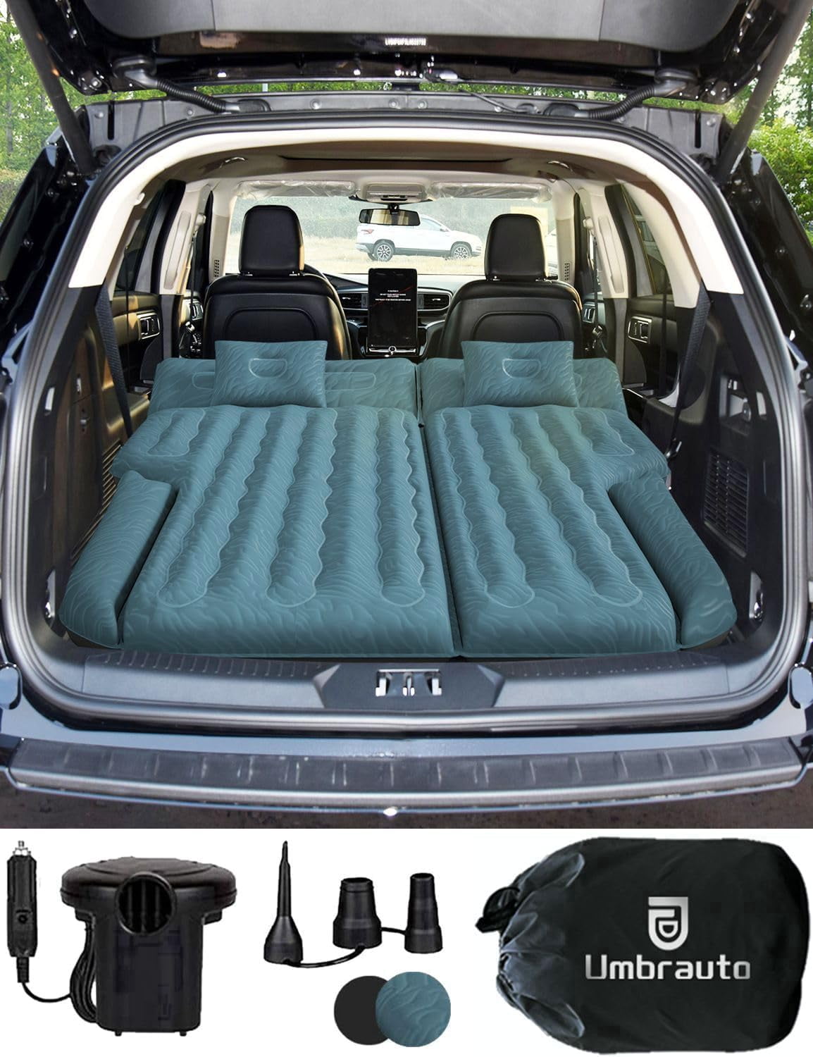 Inflatable SUV Air Mattress: Upgraded Flocked Surface Car Camping ...