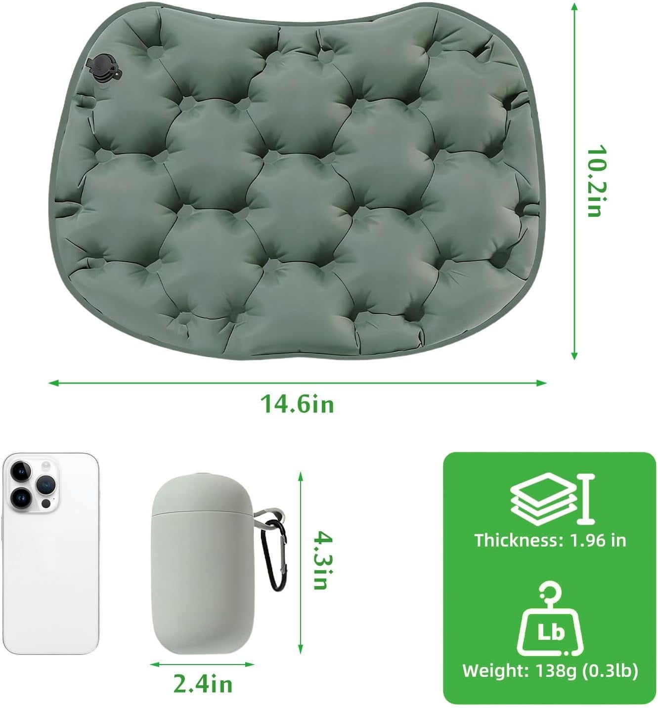 Inflatable Seat Cushion with Air Pump, Airplane Seat Cushion for Long ...