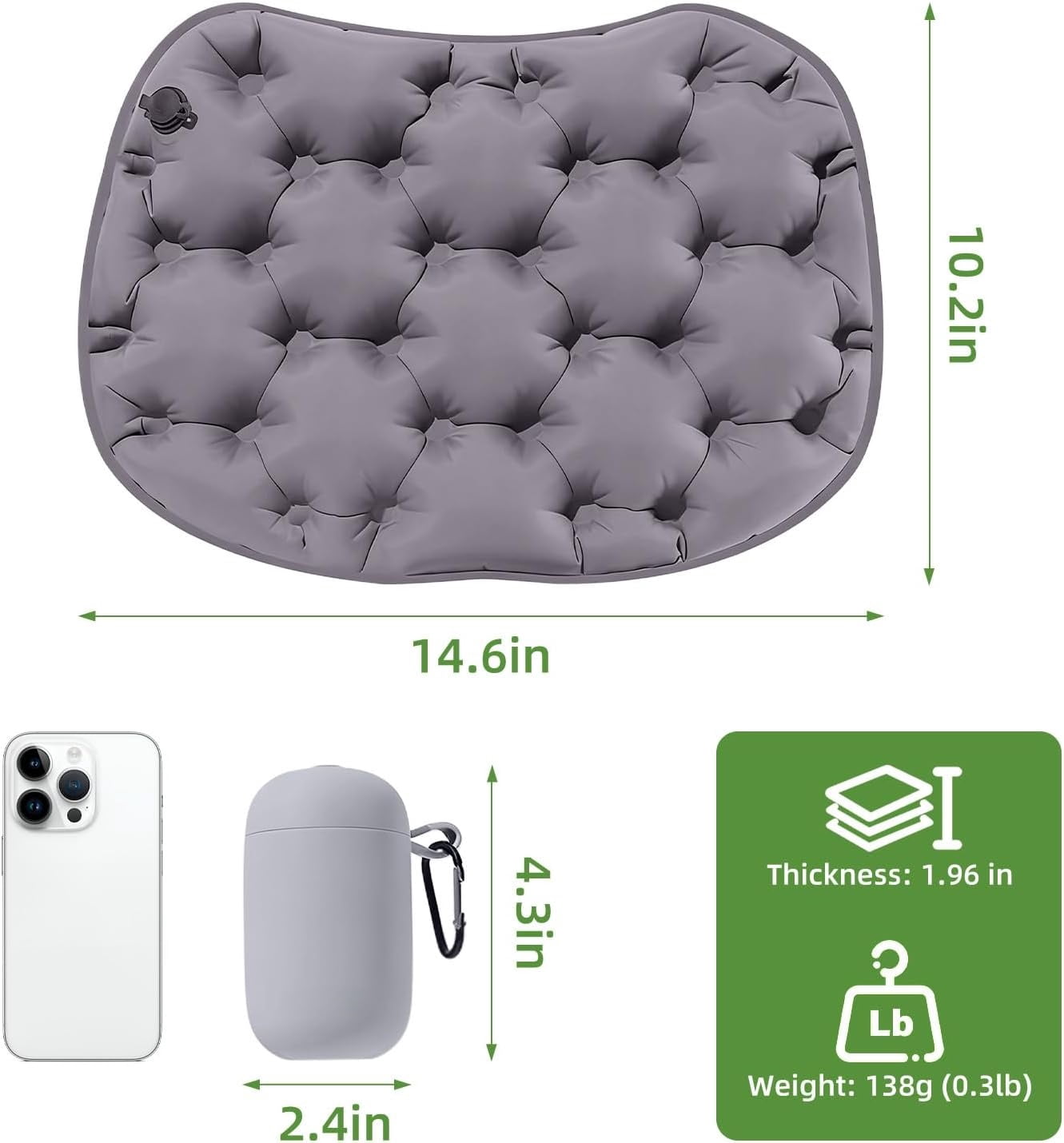 Inflatable Seat Cushion with Air Pump, Airplane Seat Cushion for Long ...