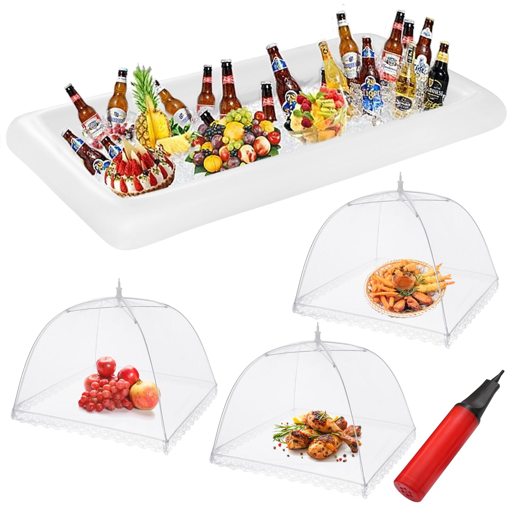 Inflatable Serving Bar & Mesh Food Covers Set,1 Inflatable Serving Bar ...