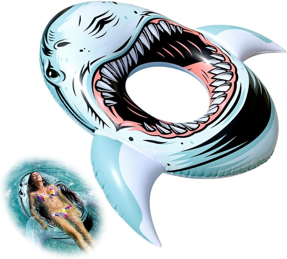 Inflatable Shark Float, Pool Inflatable Float for Adult Inflatable Swim ...