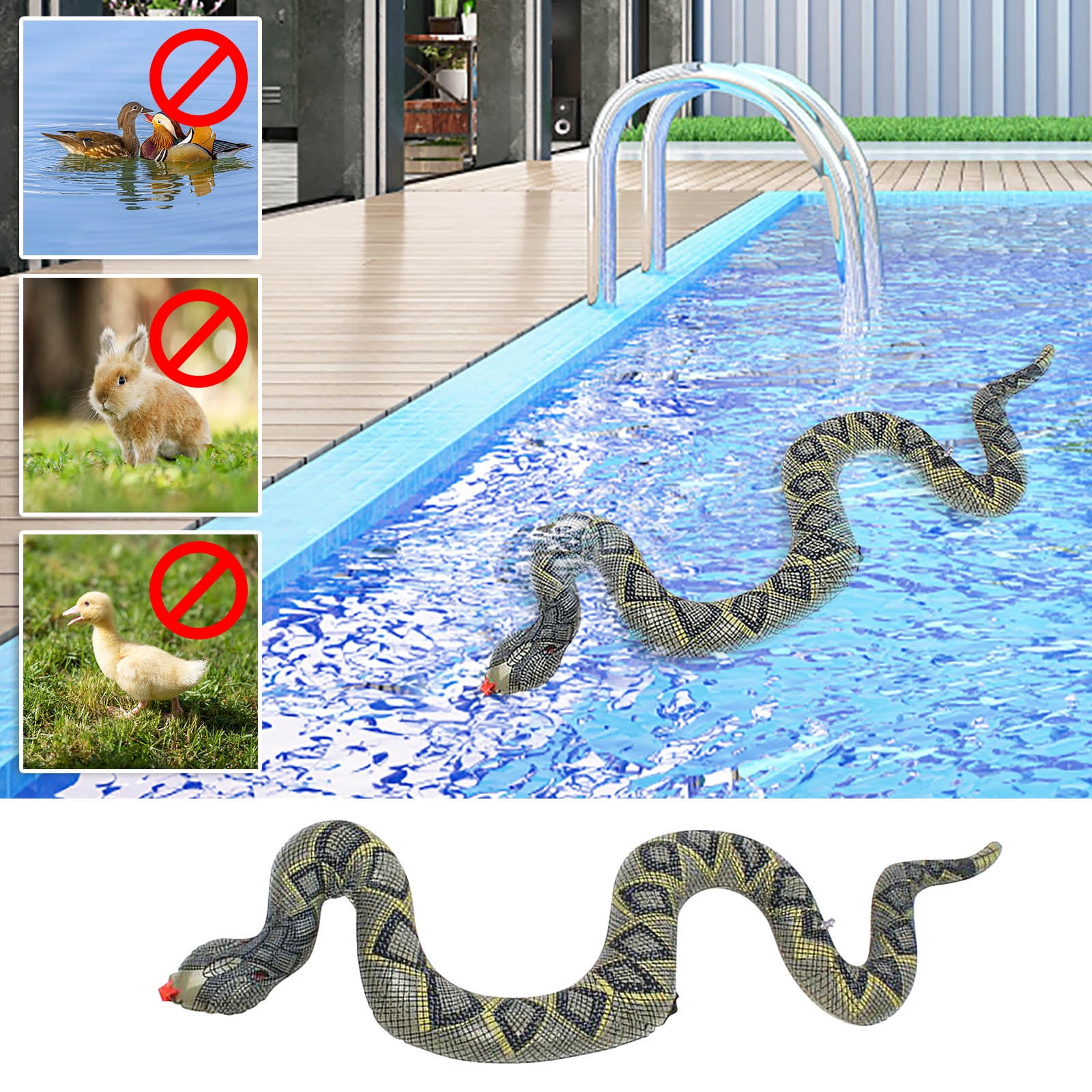 Inflatable Snake, Pool Float, Realistic Large PVC Blow-Up Snake Toy for ...