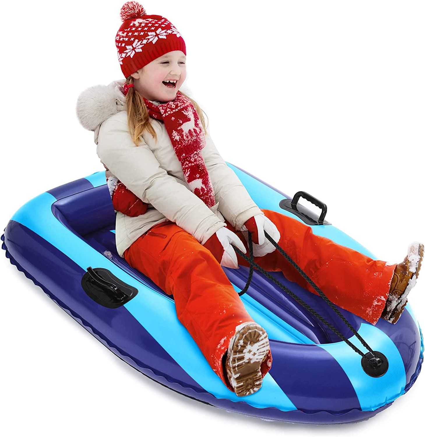 Inflatable Snow Sled, Heavy Duty Snow Tube with Reinforced Handles ...