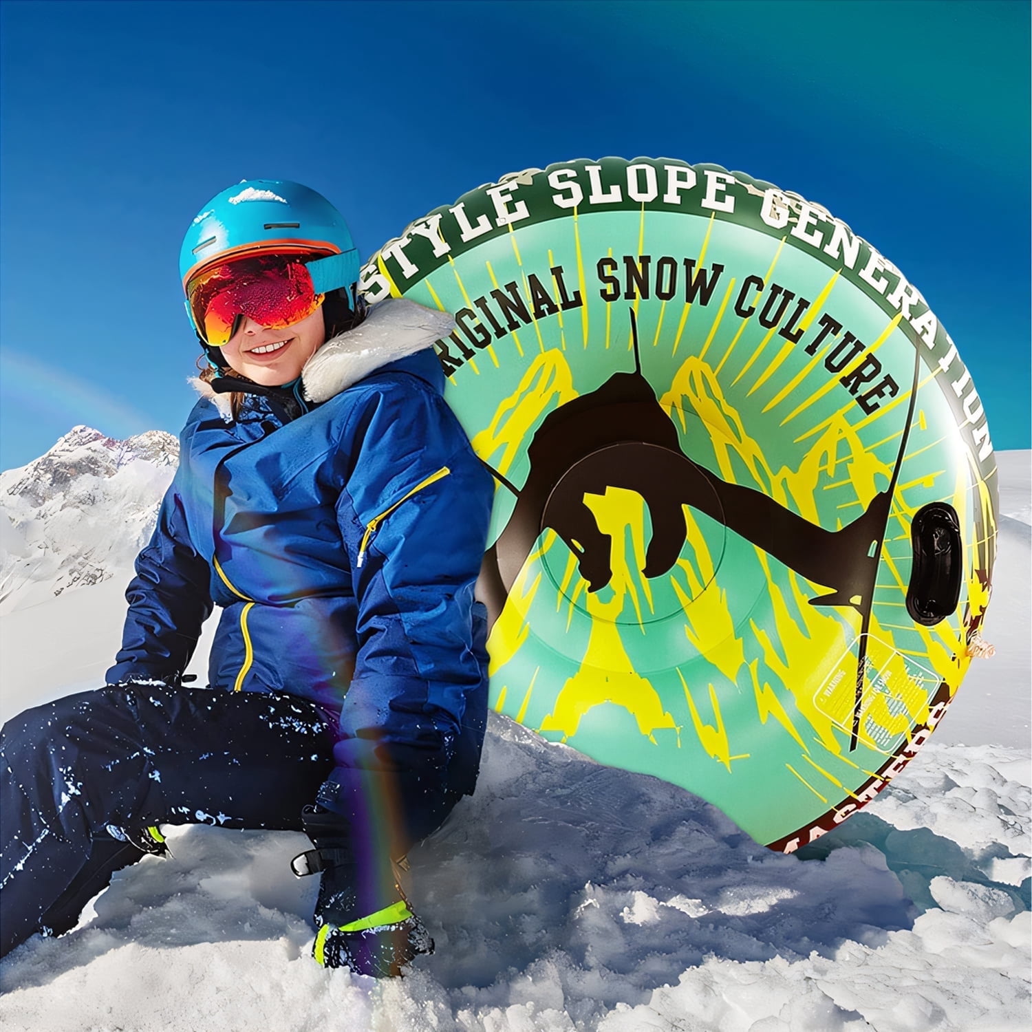 Inflatable Snow Tube, Winter Sledding Disc with Handles for Adults, PVC ...