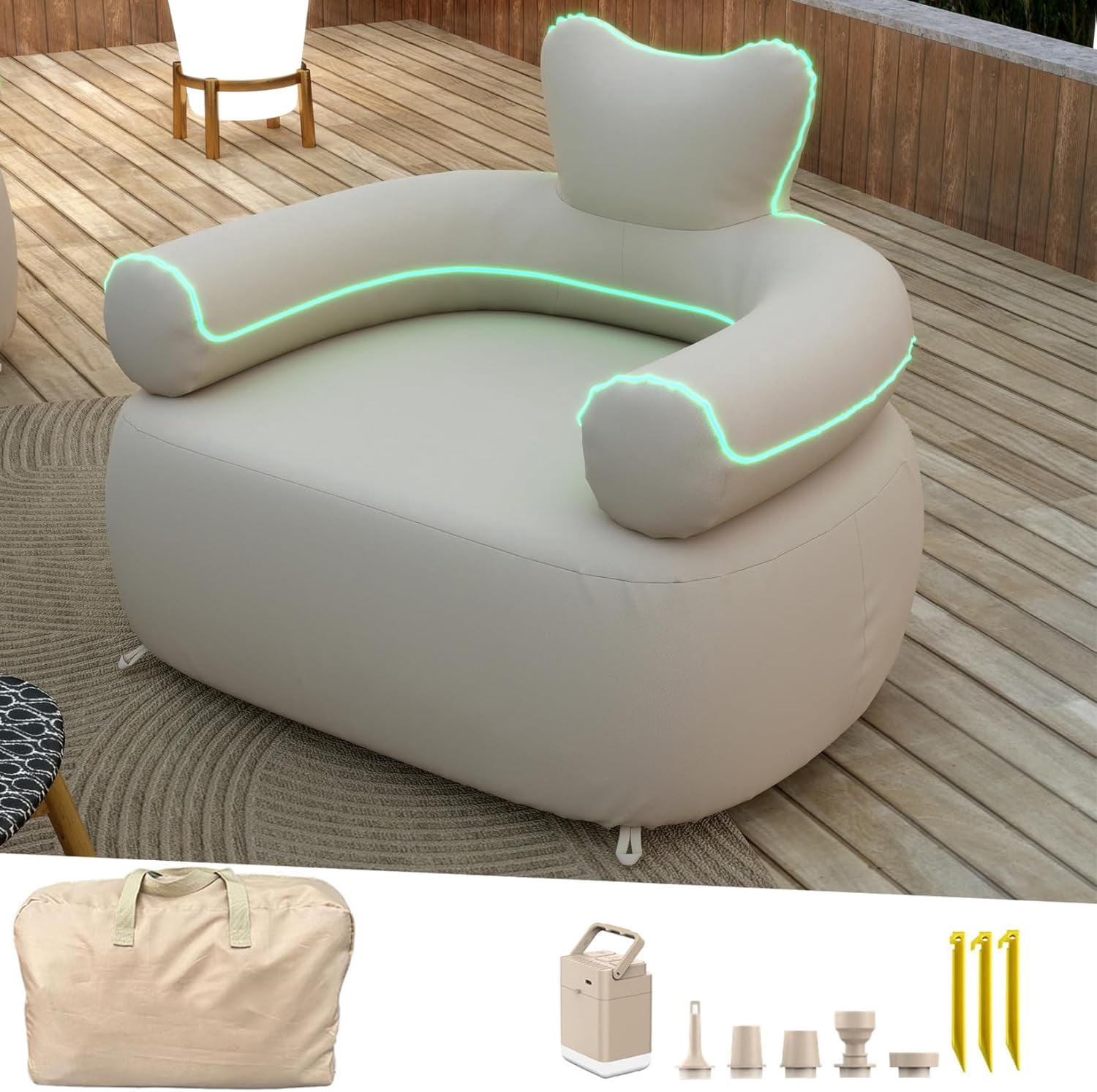 Inflatable Sofa with Built-in Pump,Outdoor Camping Air Sofa Chair ...