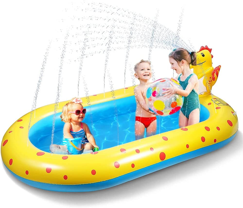 Inflatable Sprinkler Pool for Kid Family, Cute Dinosaur Sprinkler ...