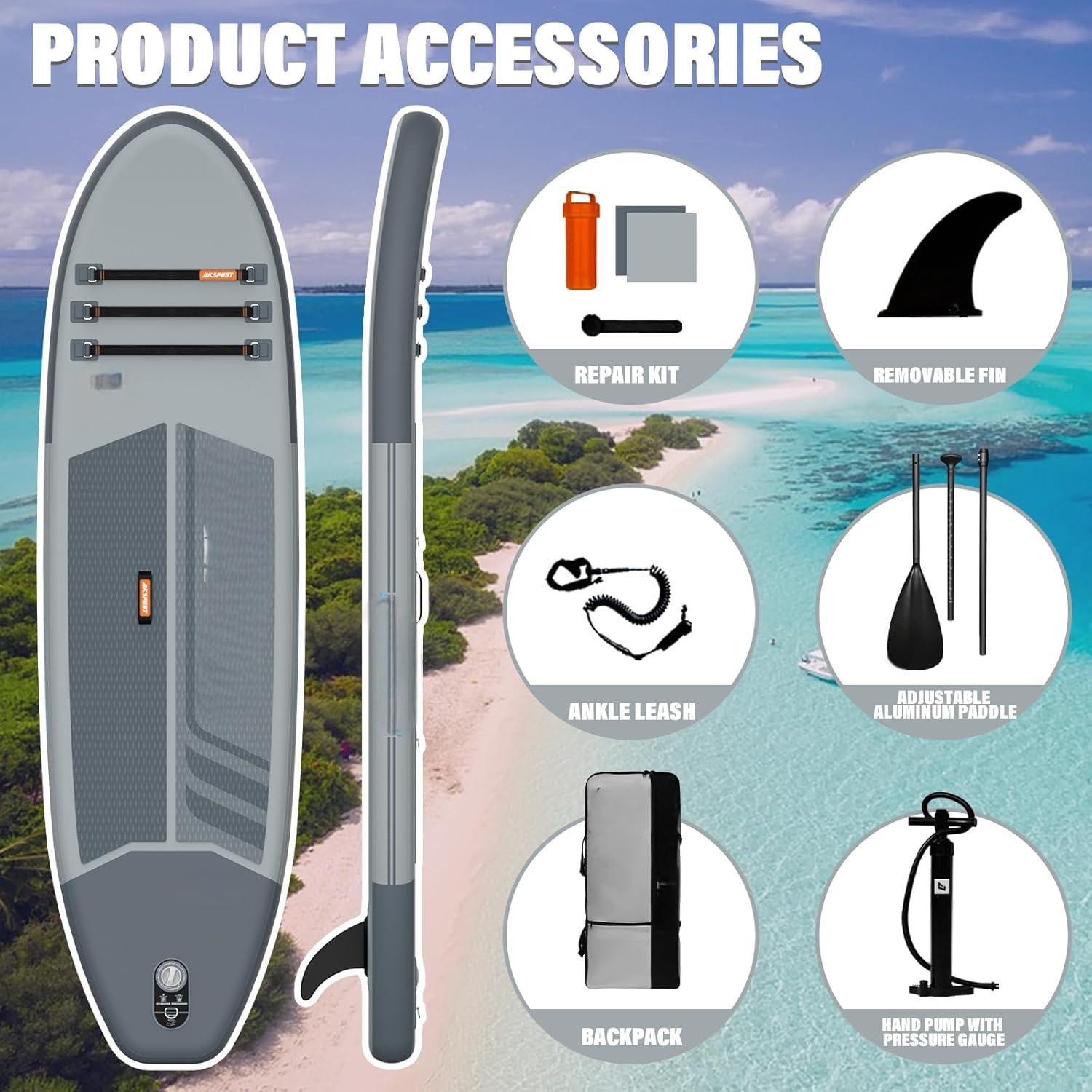 Inflatable Stand Up Paddle Board, SUP Board with All Accessories, Wide ...