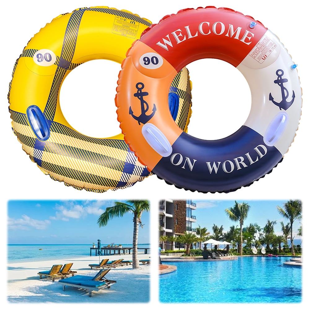 Inflatable Swim Ring Pool Floating Rings Leakproof with Handle Swim ...