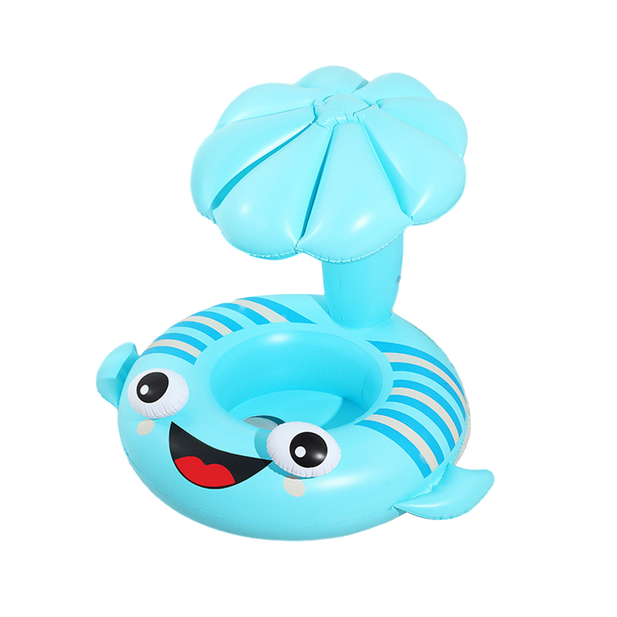 Inflatable Swim Ring with Seat for Kids Cartoon Fish Shape Durable ...
