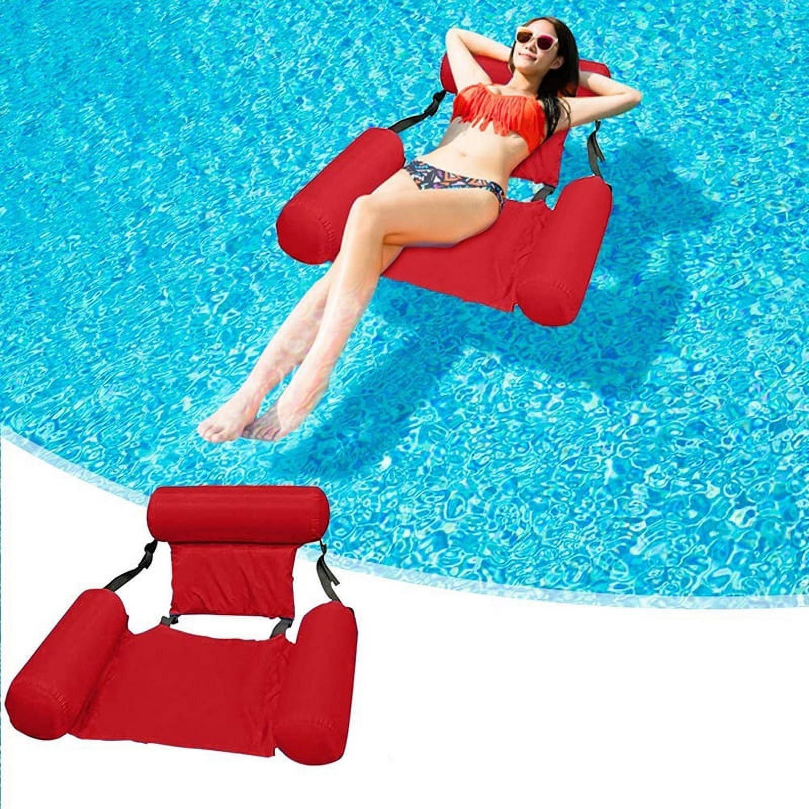 Inflatable Swimming Pool Lounger, Floating Water Hammock with Mesh ...