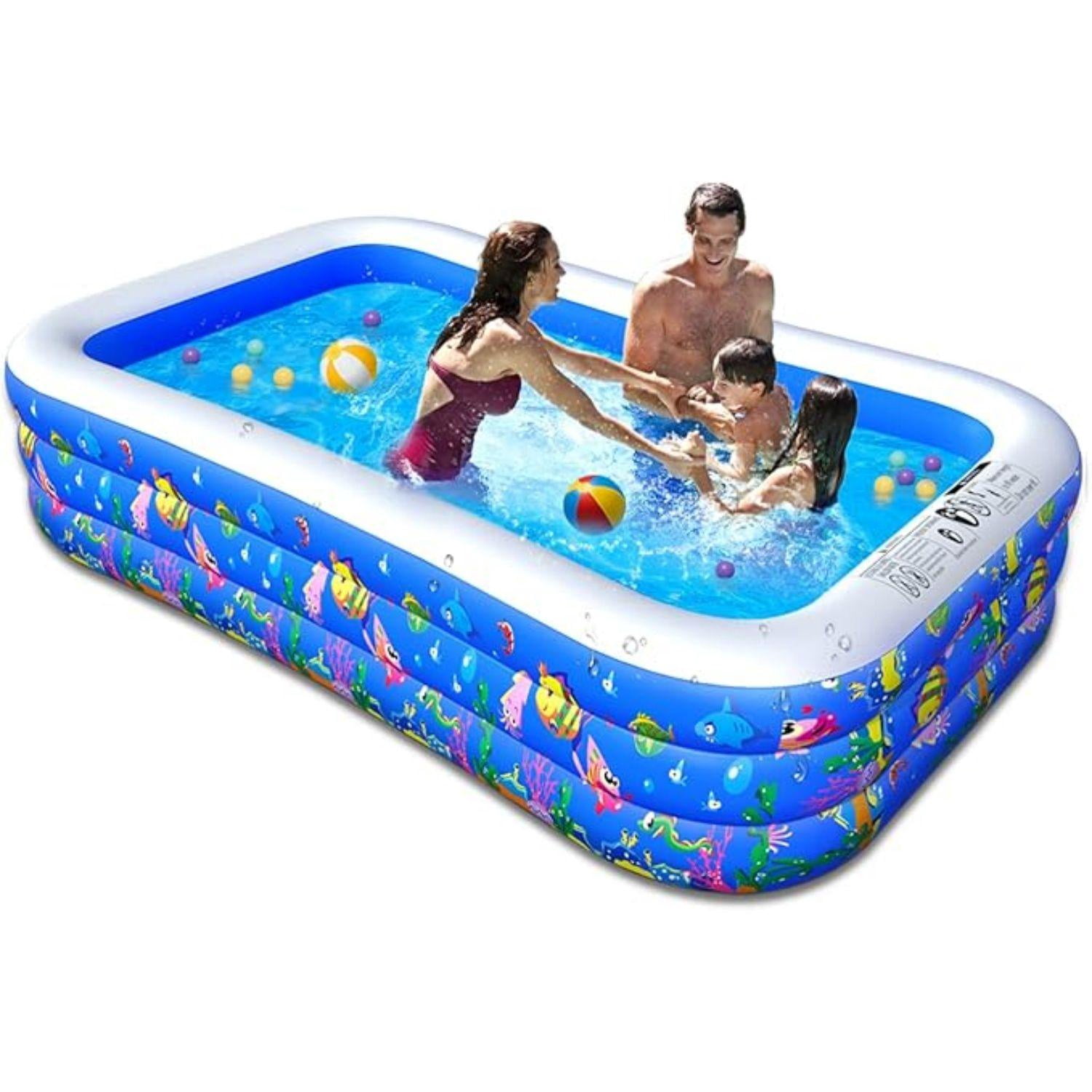 Inflatable Swimming Pool, 102" x 57" x 21" Kiddie Pools, Family Lounge ...