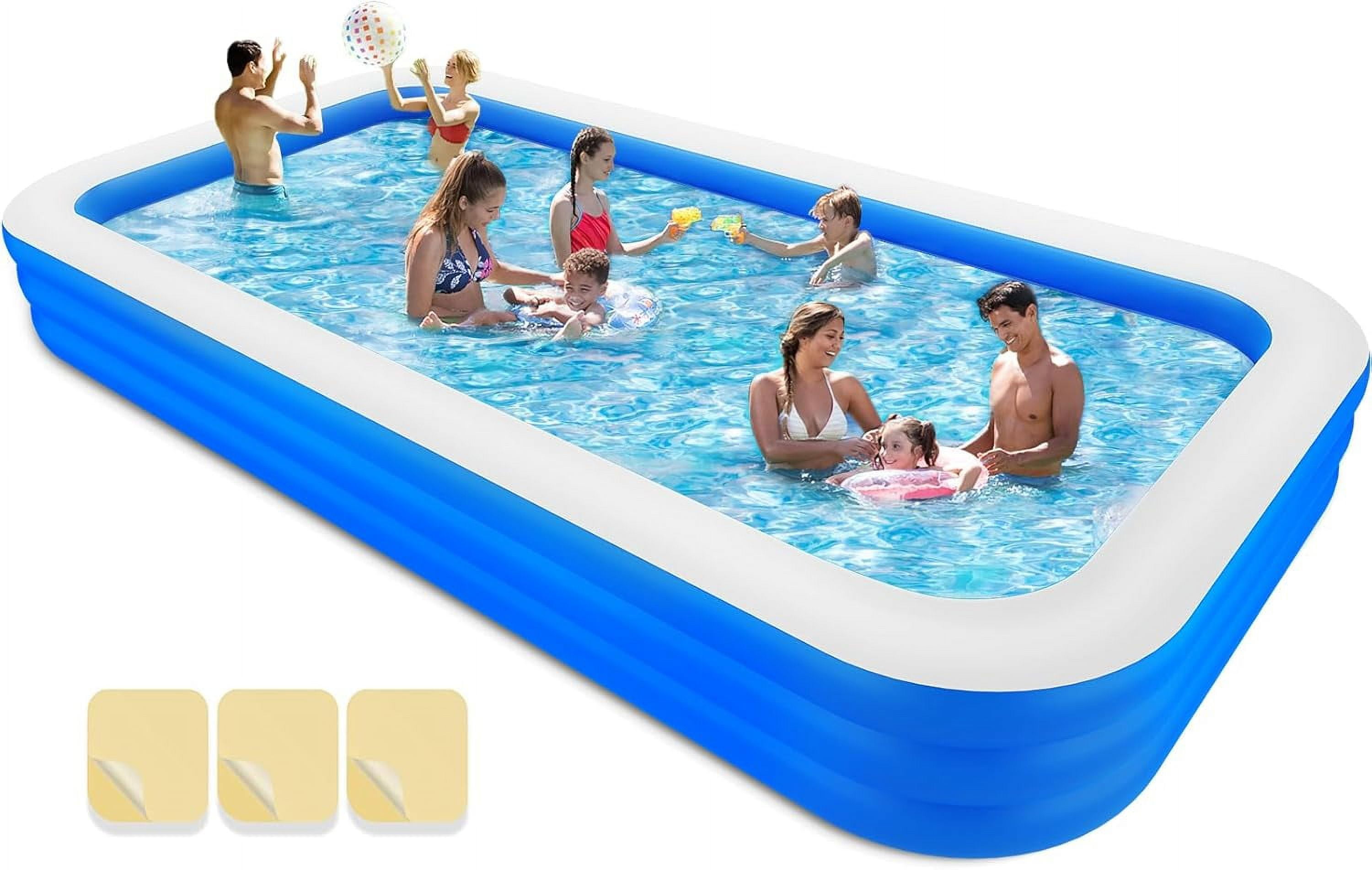 SKNSL Inflatable Pool, 130" X 74" X 22" Extra Larger Thickened Blow up ...