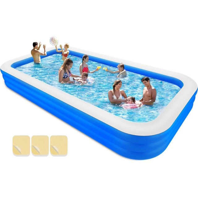 SKNSL Inflatable Pool, 130" X 74" X 22" Extra Larger Thickened Blow up ...