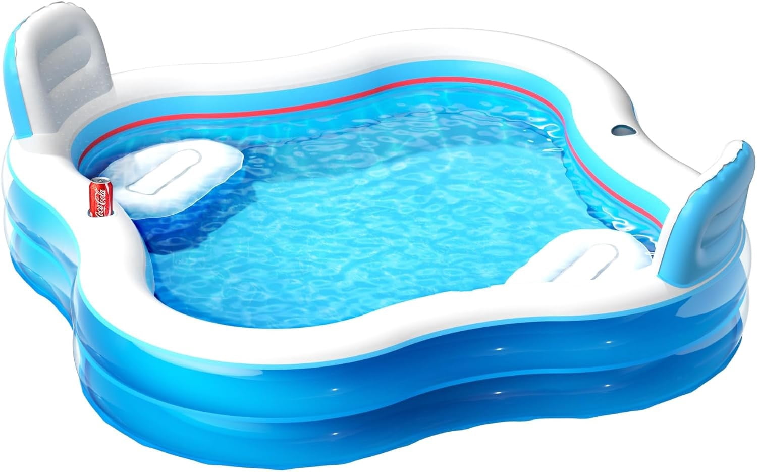 Inflatable Swimming Pool with 2 Seats and Backrests, 80" L x 80" W x 27 ...
