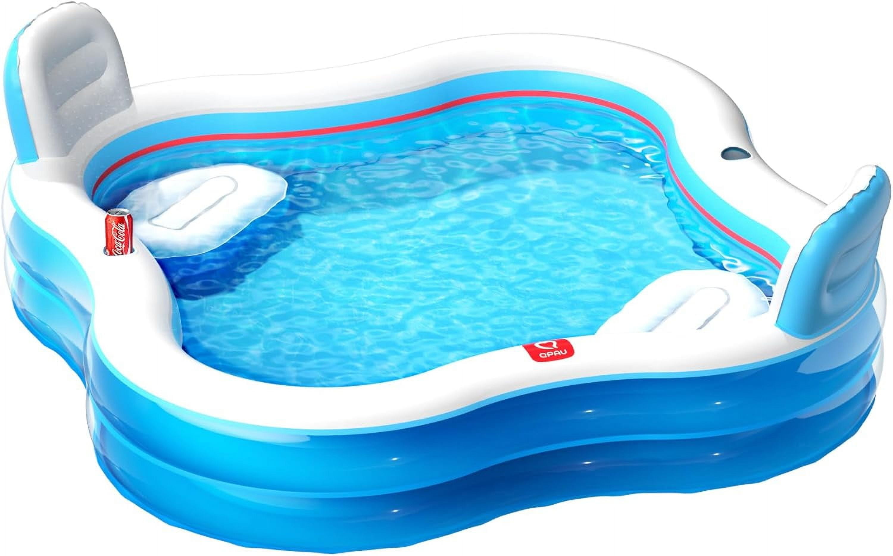 Inflatable Swimming Pool with 2 Seats and Backrests, 80" L x 80" W x 27 ...