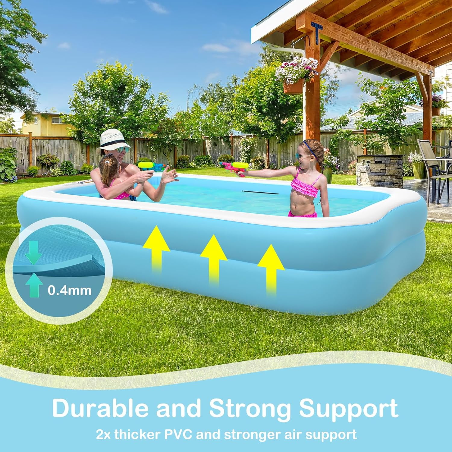 Inflatable Swimming Pool for Adults, Size 103" X 69" X 20" Rectangle ...