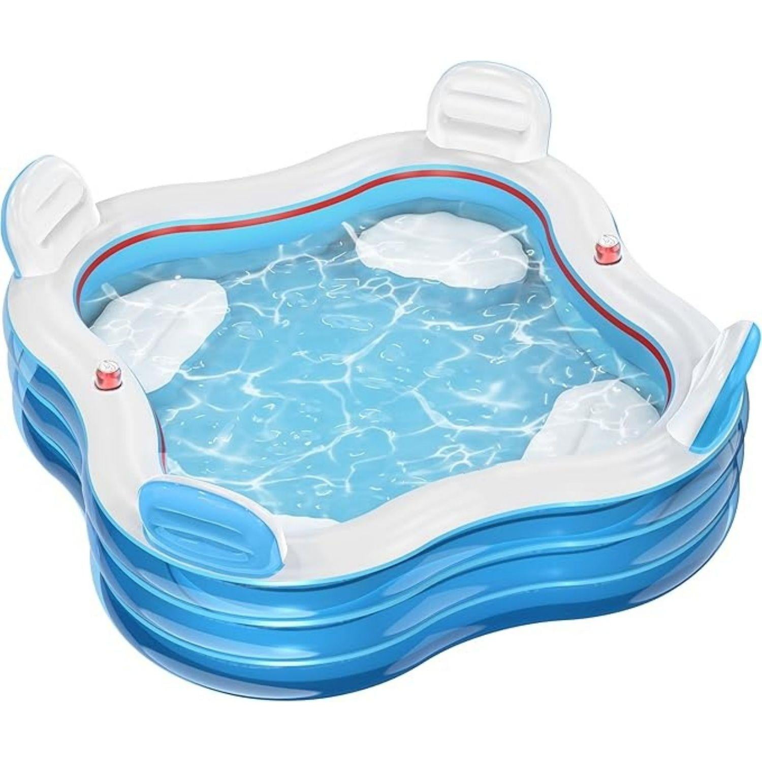 Inflatable Swimming Pool, Full-Sized Blow Up Pools with Seats and ...