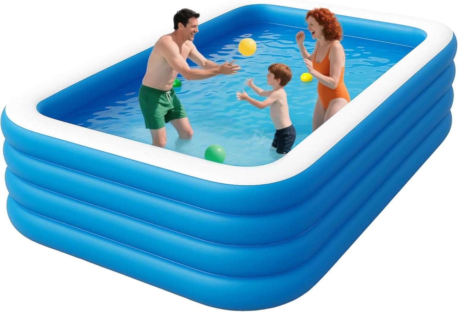 Inflatable Swimming Pool for Kids Adults - 102" X 61" X 27" Oversized ...