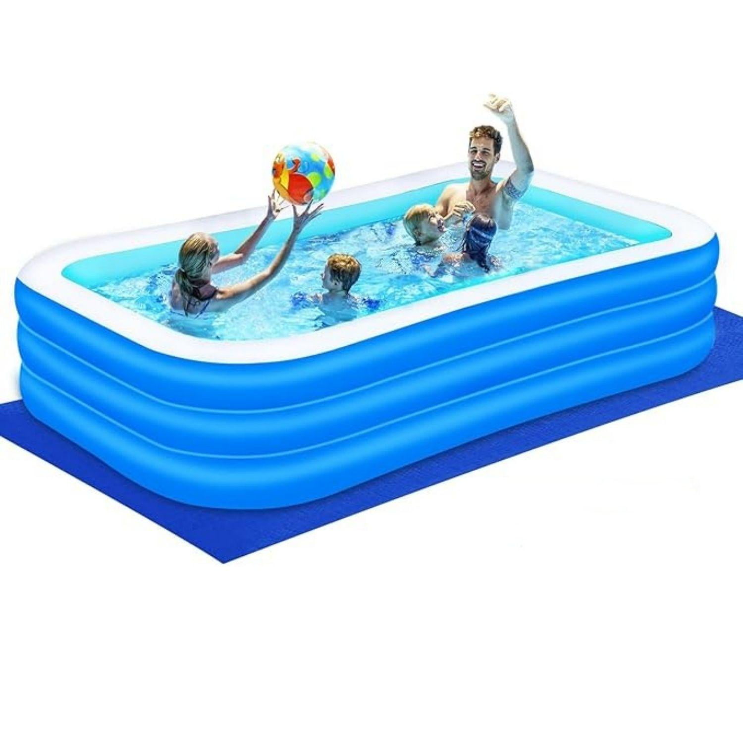 Inflatable Swimming Pool for Kids and Adults- 118" x 68" x 22" Family ...