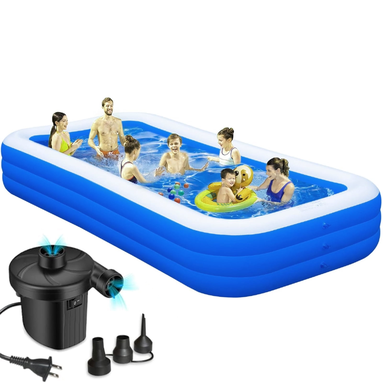 Inflatable Swimming Pool with Pump, Cuopluber 120" x 72" x 22" Large ...