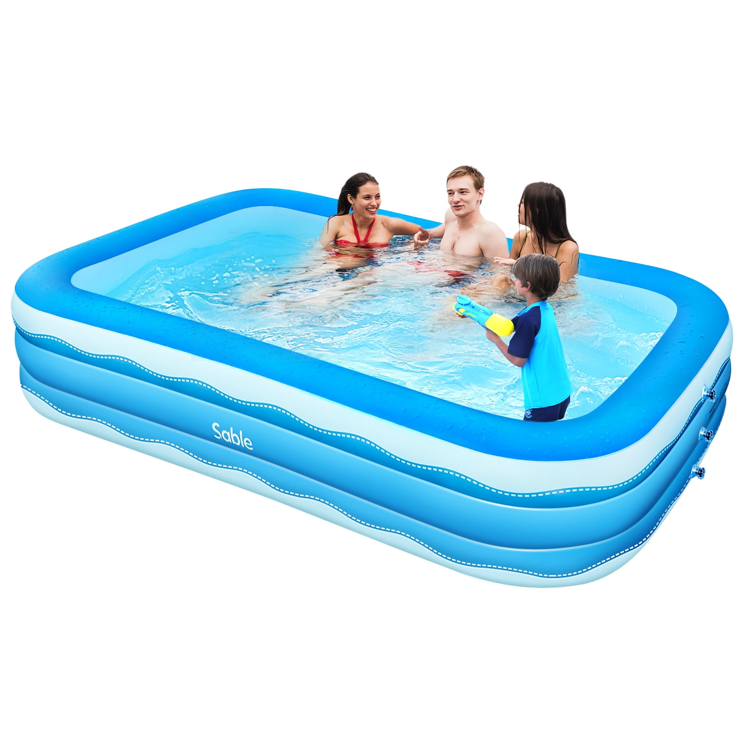 "Inflatable Rectangular Big Deep Pool, Above Ground Family Pool for ...