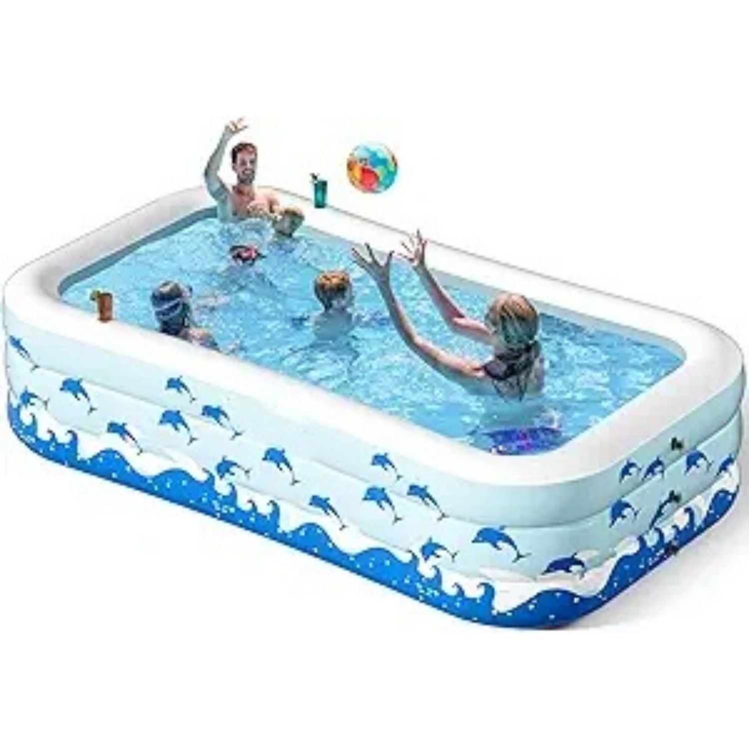 Inflatable Swimming Pool with Seats, 130" x 72" x 22" Full-Sized ...