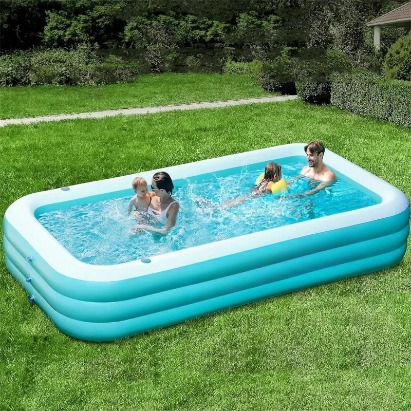 Inflatable Swimming Pool with Seats, 120 x 72 x 22" Family-Sized ...