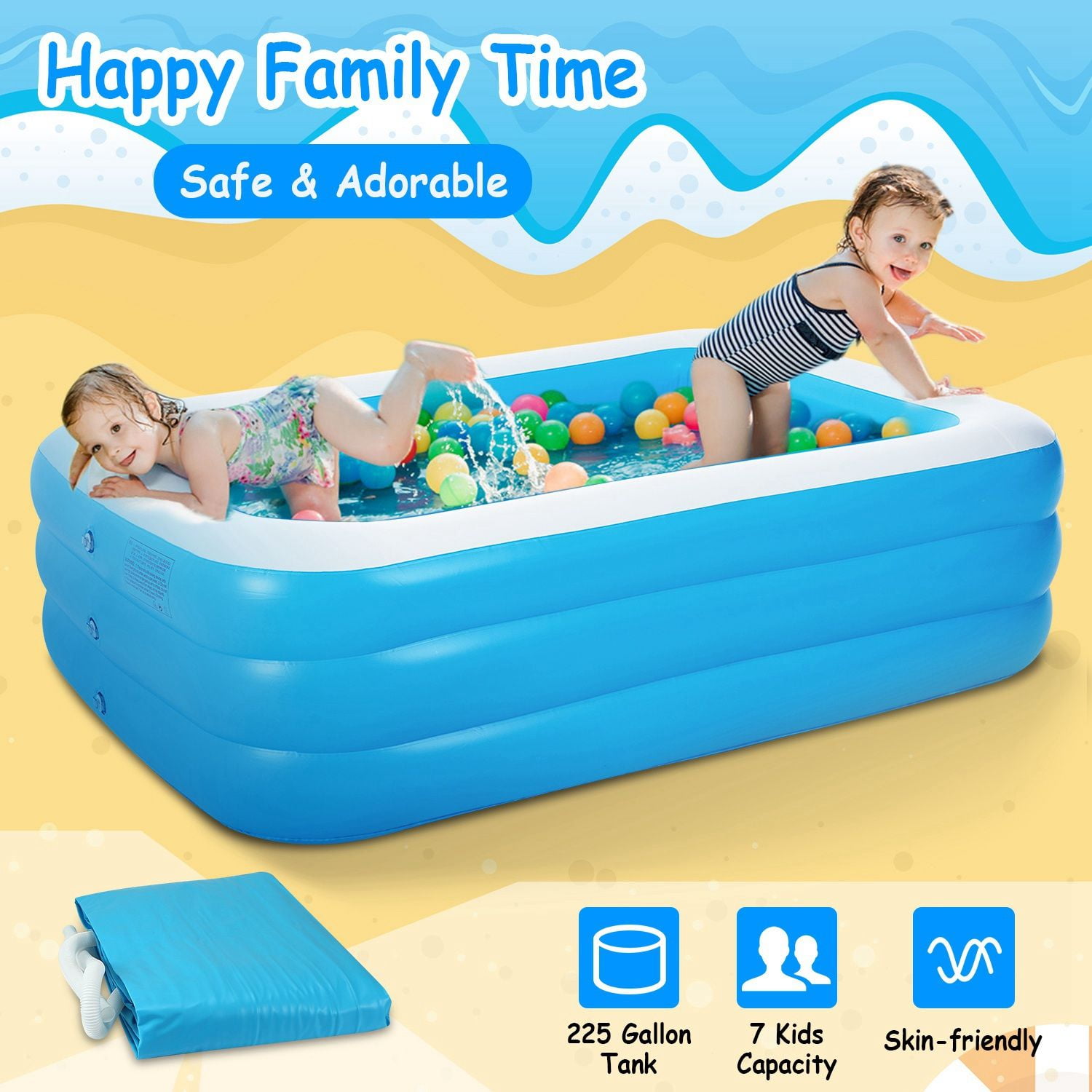 Inflatable Swimming Pools Family Swim Play Center Pool Blow up Kiddie ...