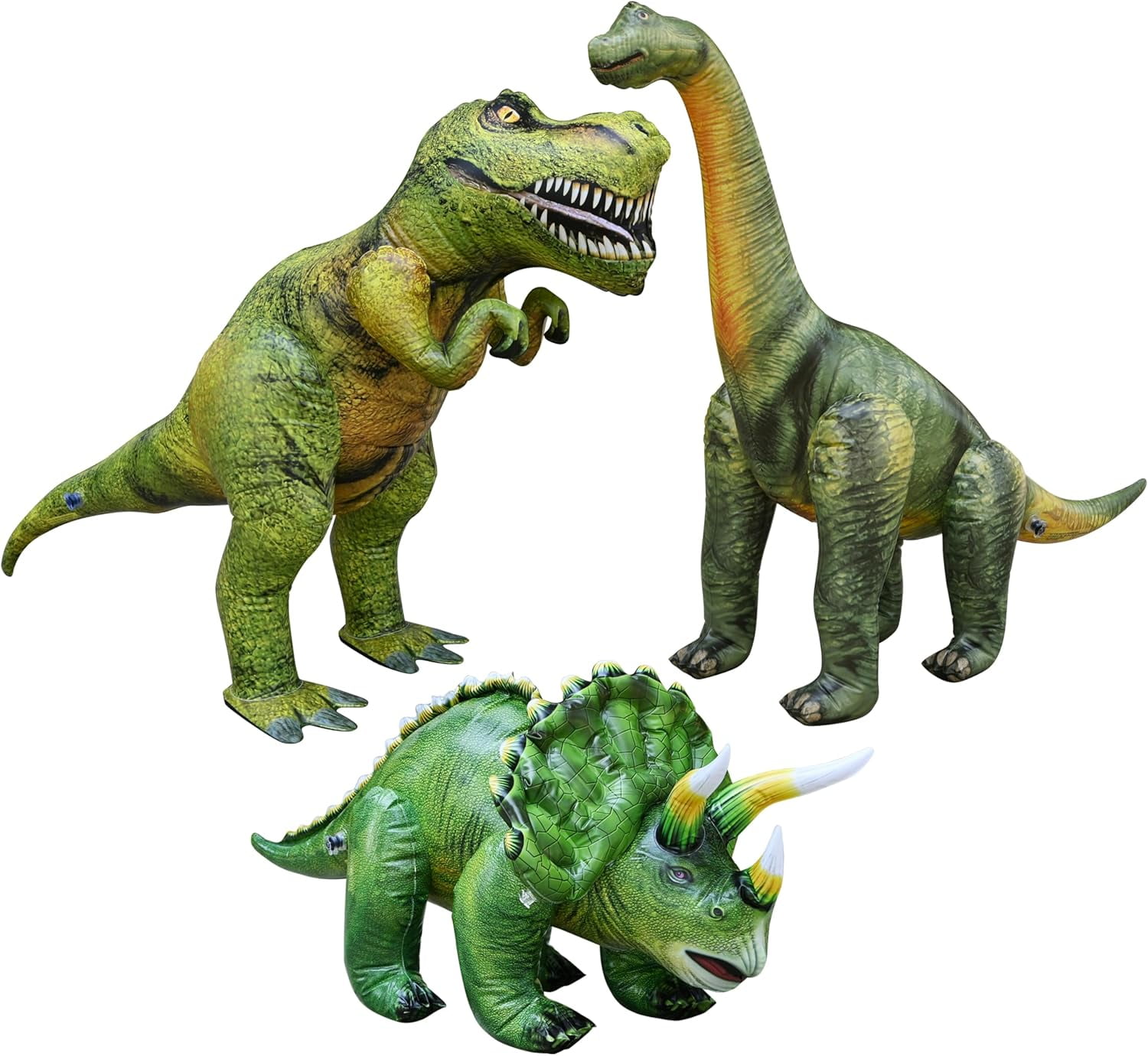 Inflatable T-Rex Brachiosaurus Triceratops Dinosaur Toy 3-pc Bundle ...