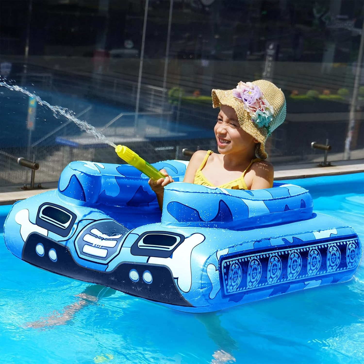 Inflatable Tank Pool Floats Adults - Jasonwell Kids Pool Floaties Swimming Pool Tank with Water ...