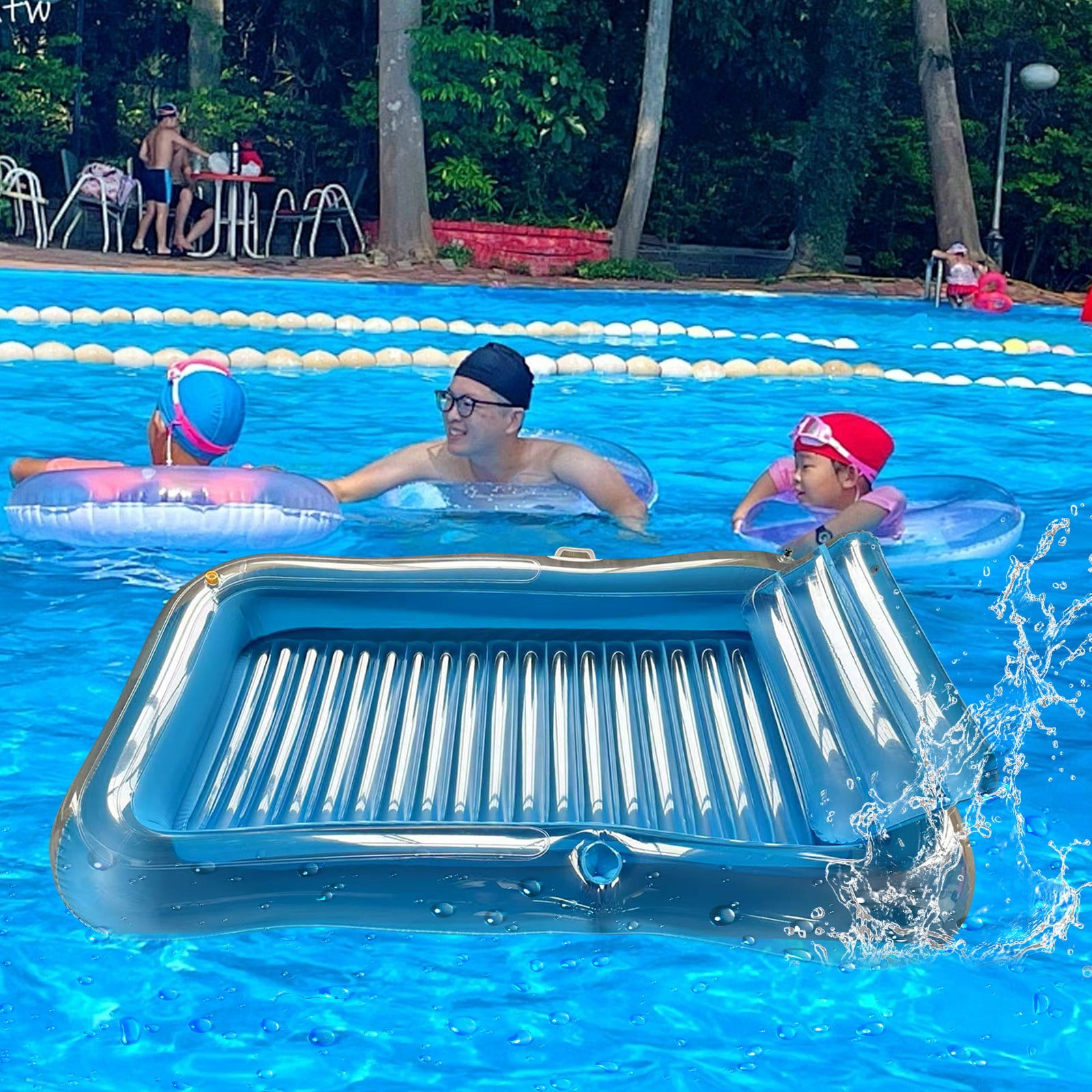 Inflatable Tanning Pool Lounger Float - 4 in 1 Sun Tan Tub Sunbathing ...