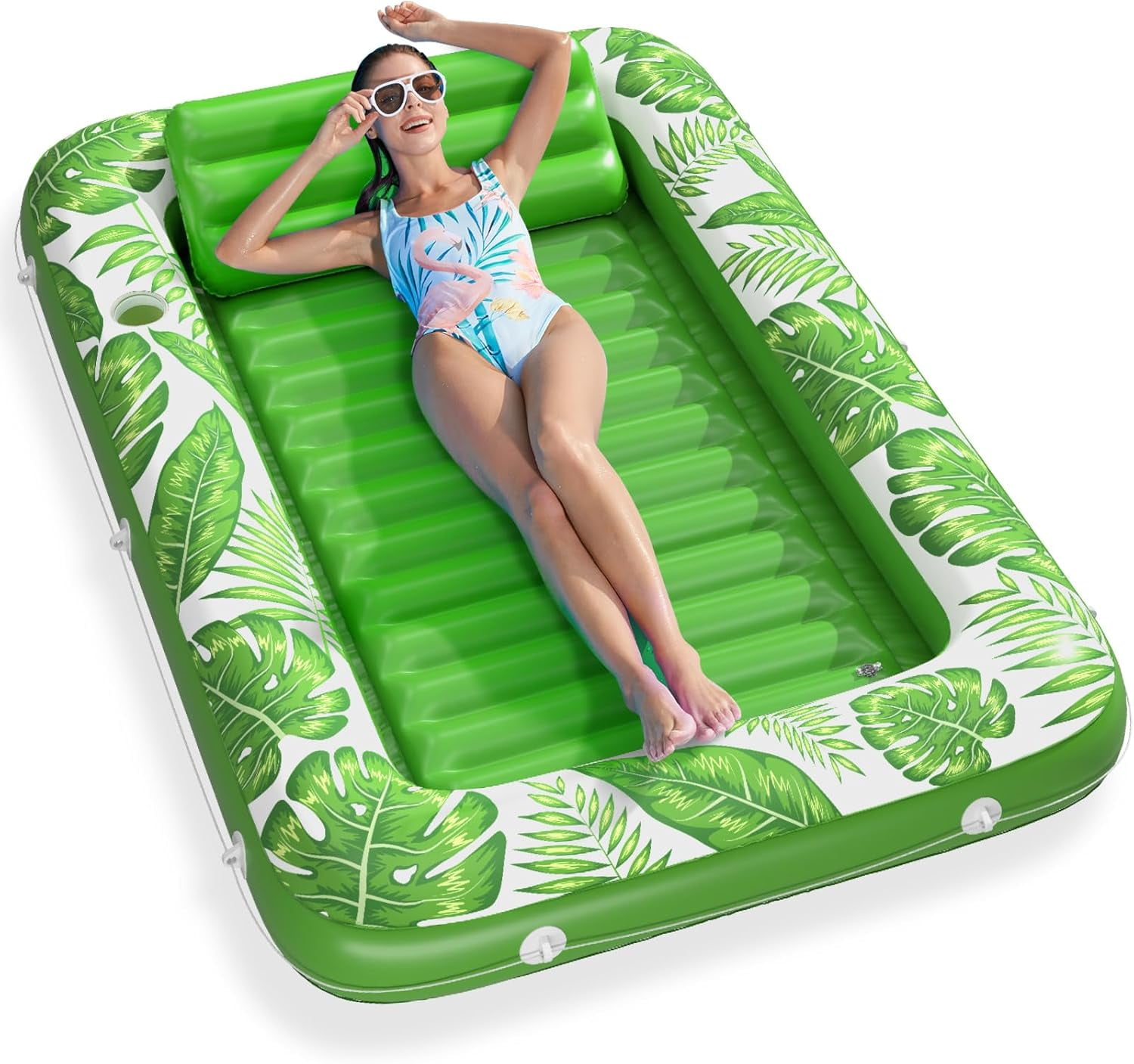 Inflatable Tanning Pool Lounger Float - 4 in 1 Sun Tan Tub Sunbathing Pool Lounge Raft Floatie ...