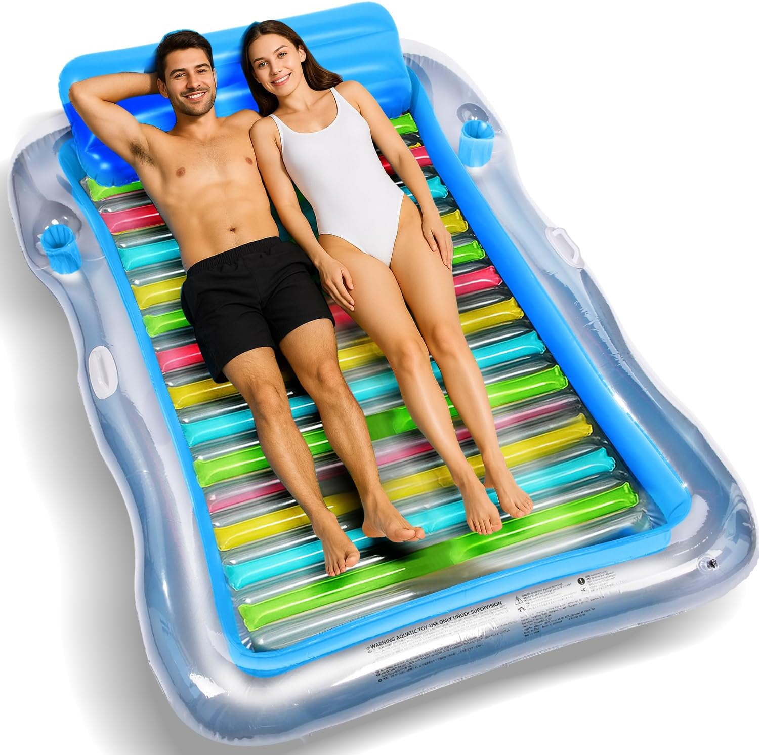 Inflatable Tanning Pool Lounger Float Adults, Extra Large Pool Floaties Rafts for Adults with ...