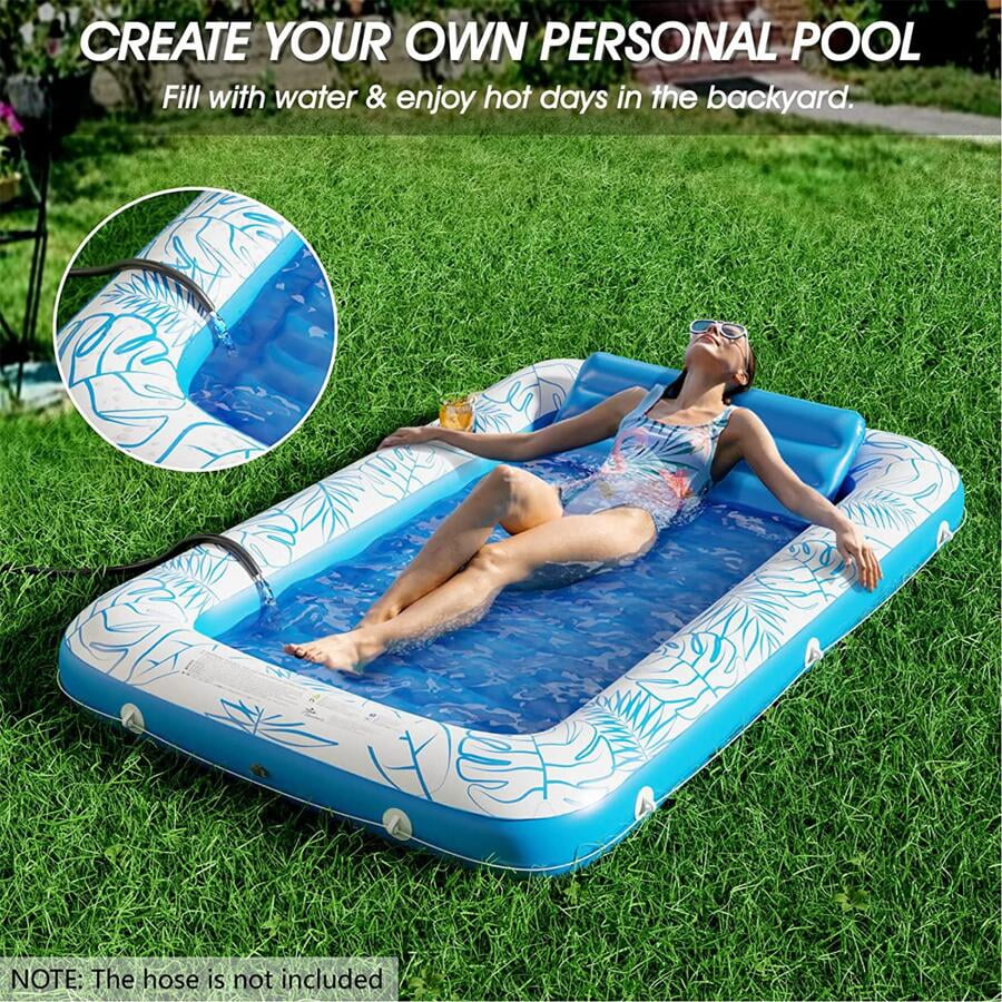 Inflatable Tanning Pool Lounger Float - Jasonwell 4 In 1 Sun Tan Tub Sunbathing Pool Lounge Raft ...