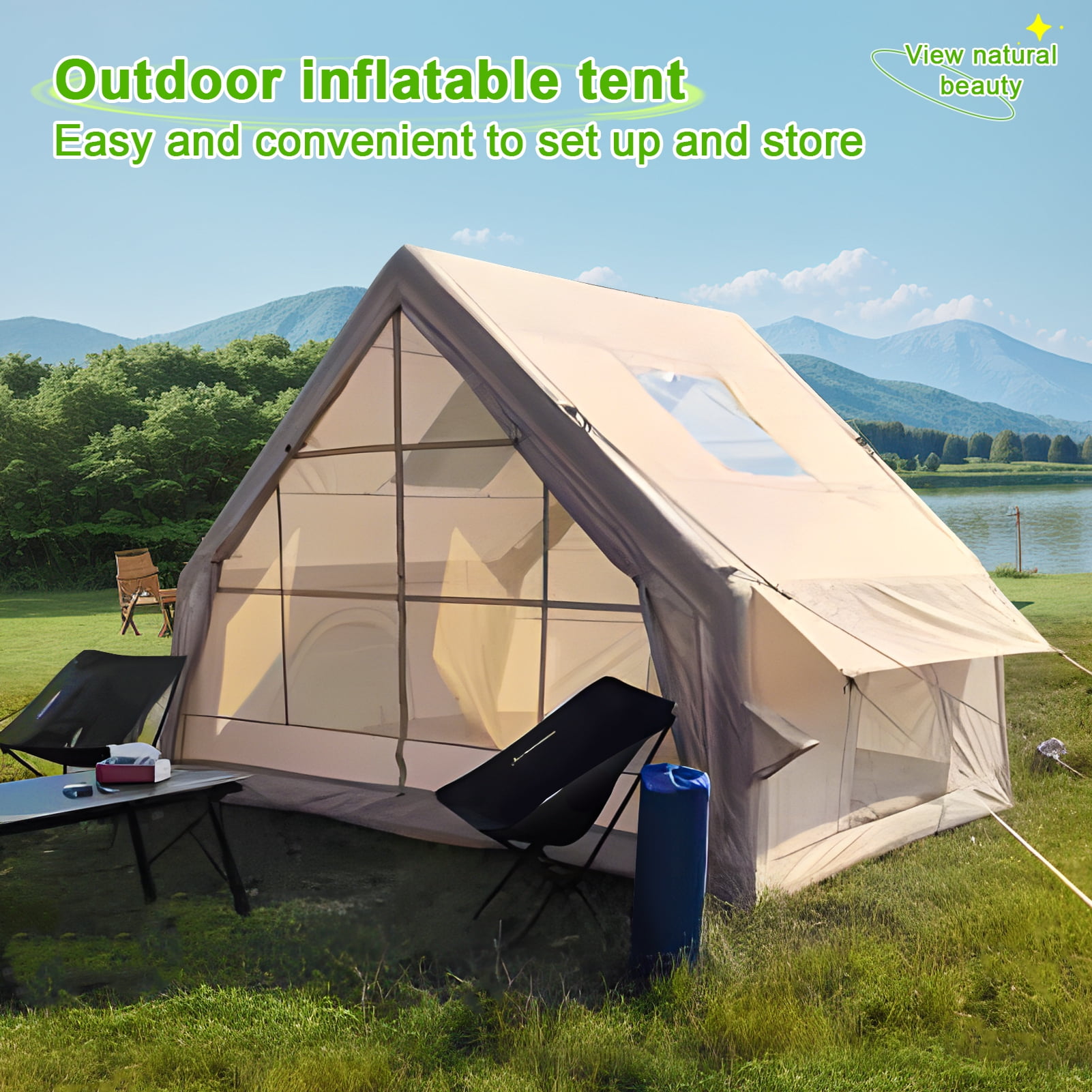 Inflatable Tent for Camping, 1-6 Person Blow-up Air Tent, Easy Setup ...