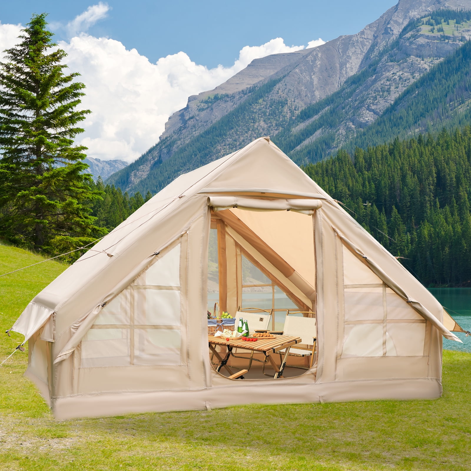 Inflatable Tents for Camping, Blow Up Tent with Hand Pump 4-Season ...