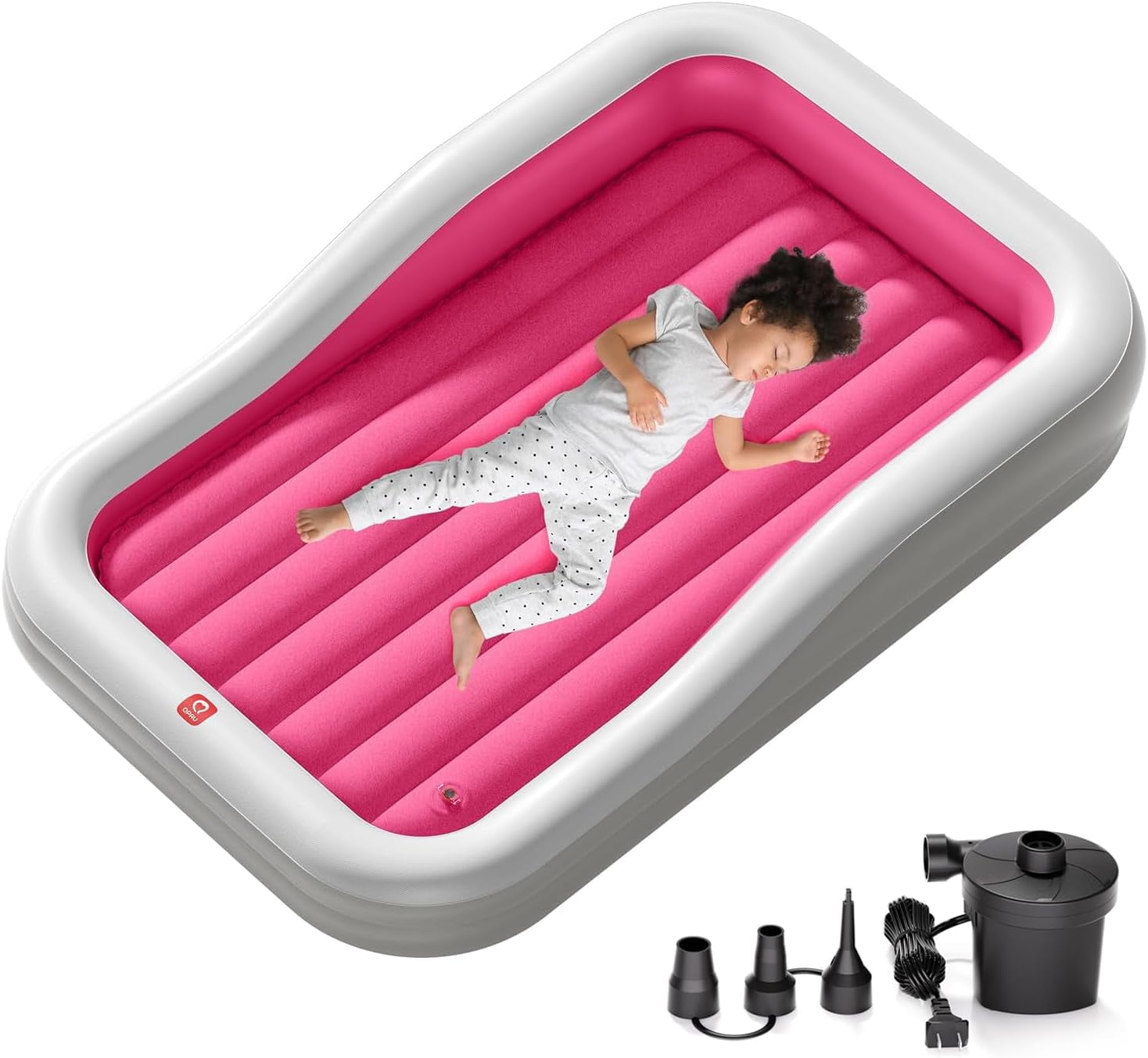 Inflatable Toddler Travel Bed with 3-Sided Safety Bumpers, Extra Large ...