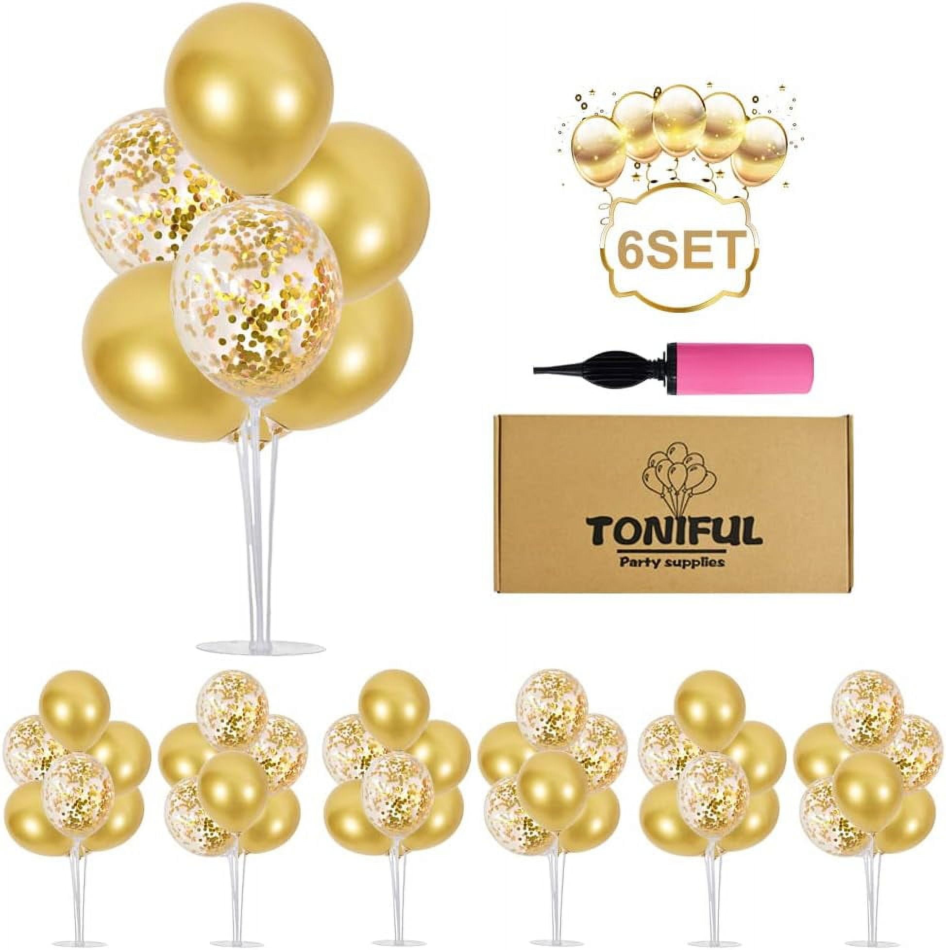 Inflatable Toys 6 Balloon Centerpieces with Gold Balloon Stand Kit for ...