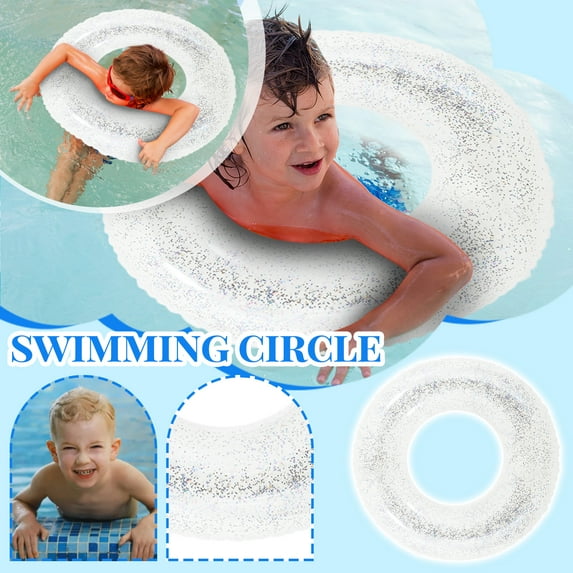 Inflatable Transparent Sequin Swim Ring for Adults, 80cm PVC Pool Float ...