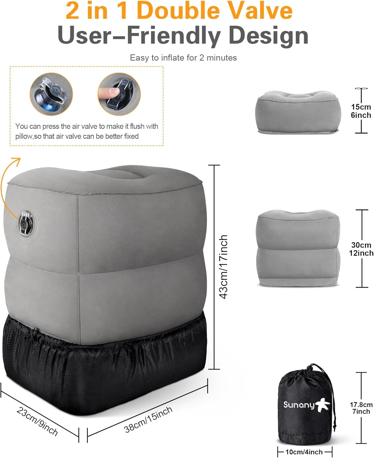 Inflatable Travel Foot Rest Pillow, Airplane Bed for Kids and Toddler ...